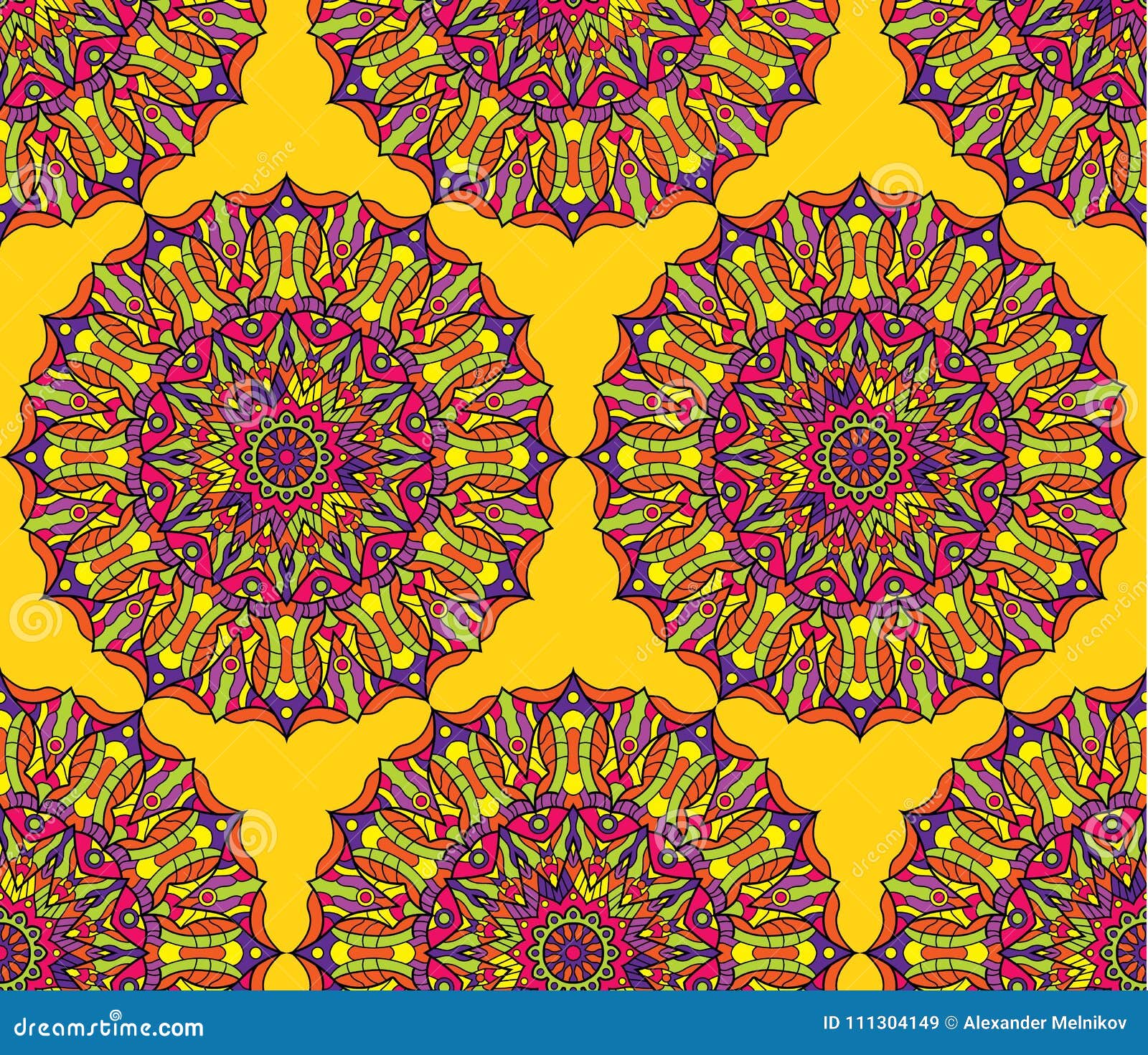 Seamless Repeating Pattern of Mandalas Stock Vector - Illustration of ...