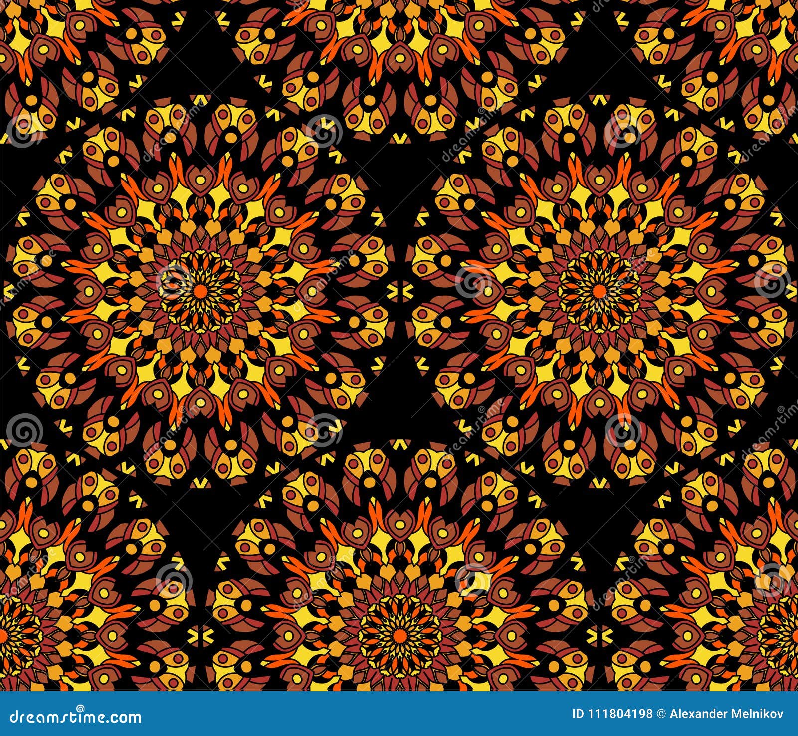 Seamless Repeating Pattern of Mandalas Stock Vector - Illustration of ...