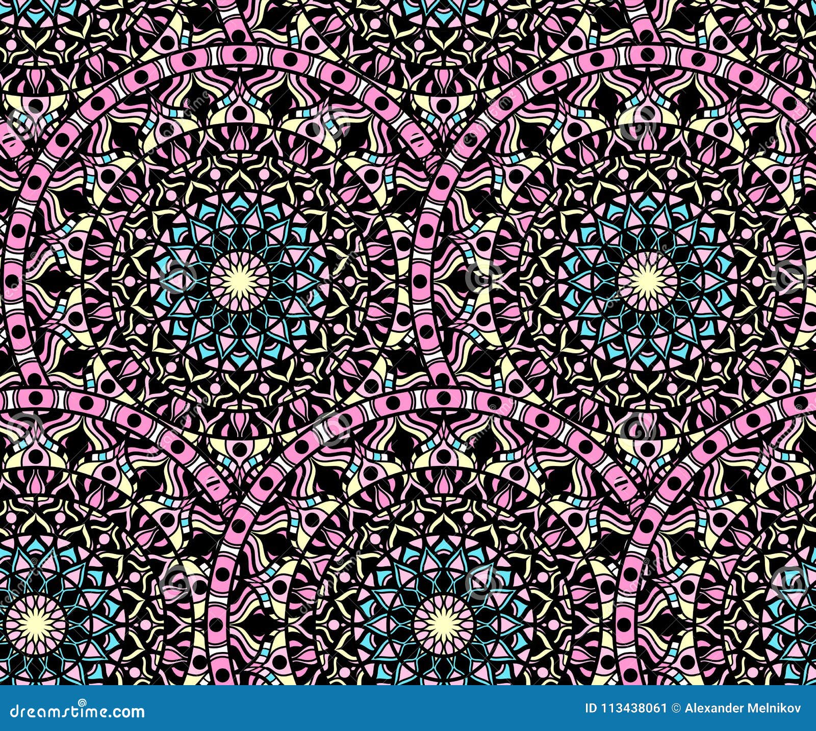 Seamless Repeating Pattern of Mandalas Stock Vector - Illustration of ...