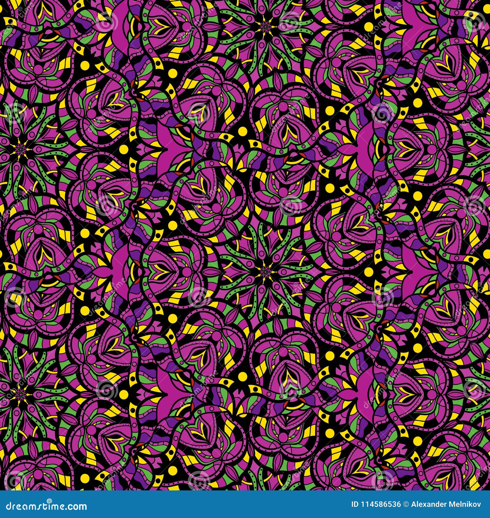 Seamless Repeating Pattern of Mandalas Stock Vector - Illustration of ...