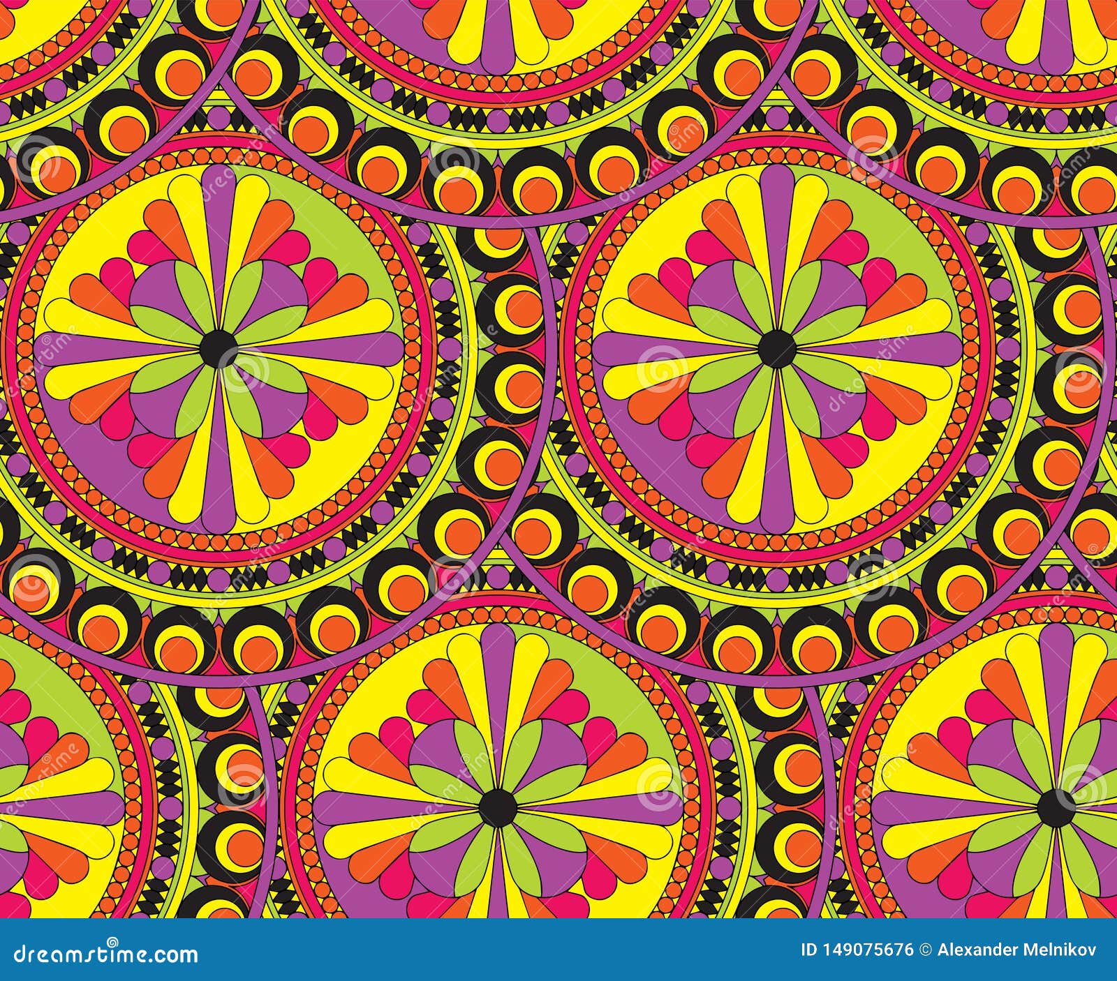 Seamless Repeating Pattern of Mandalas Stock Vector - Illustration of ...