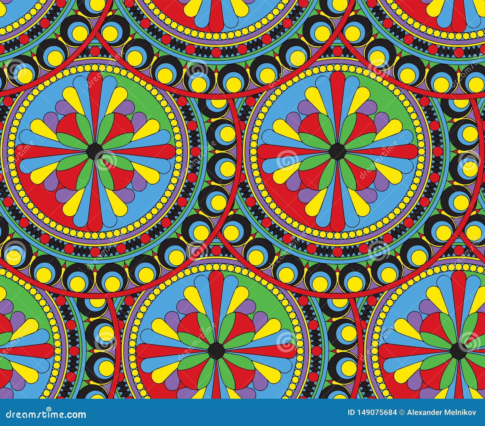 Seamless Repeating Pattern of Mandalas Stock Vector - Illustration of ...