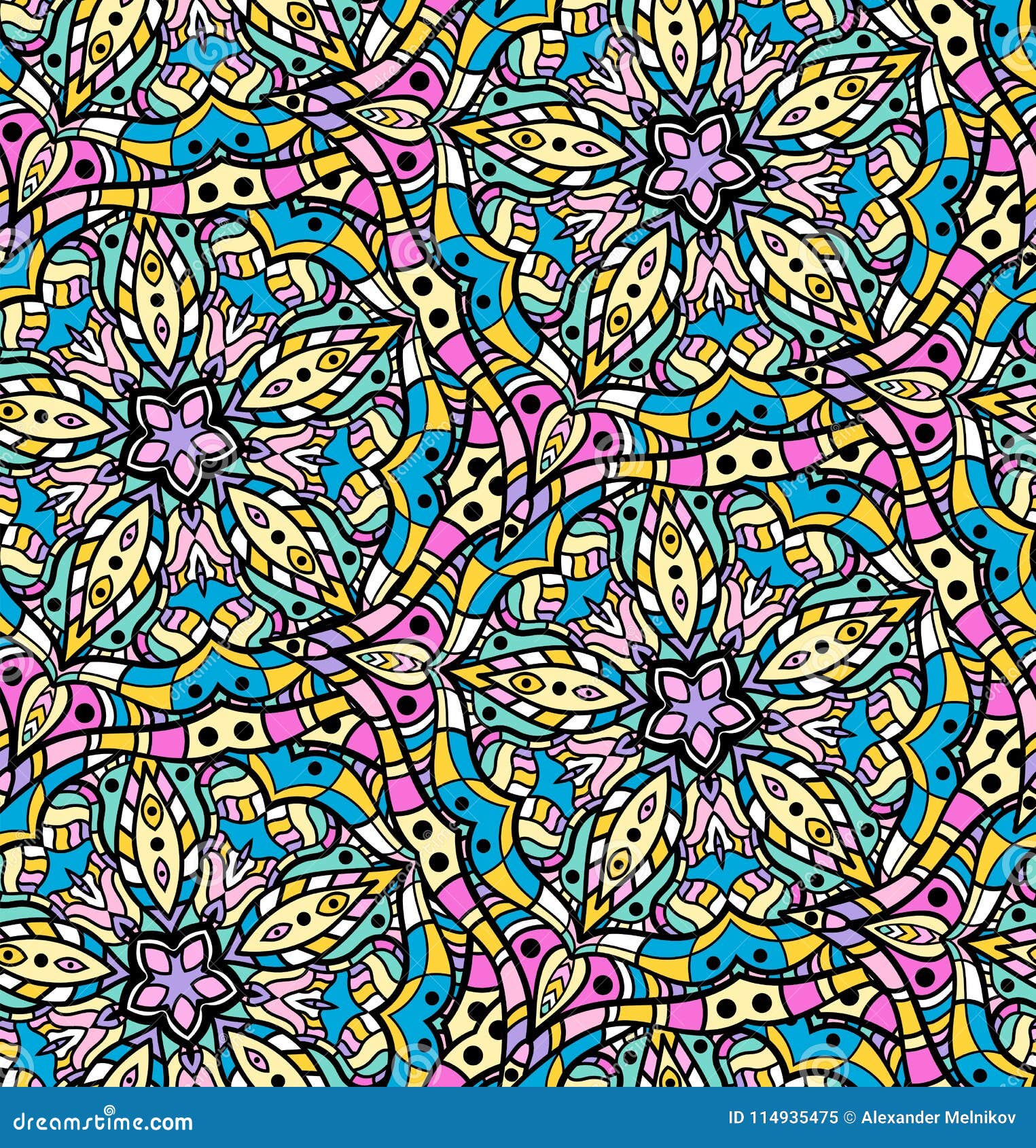 Seamless Repeating Pattern Of Mandalas Cartoon Vector | CartoonDealer ...