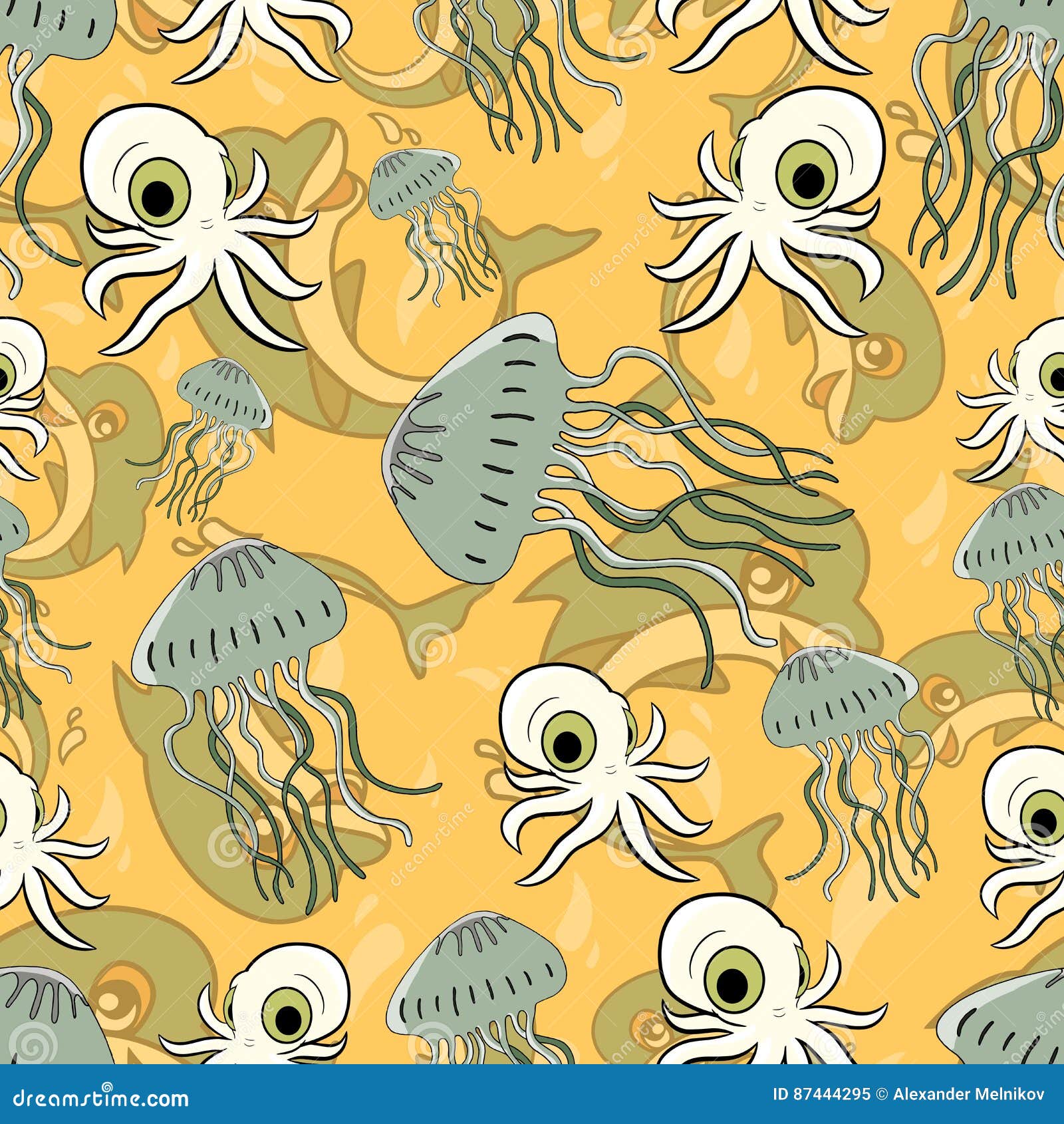 Seamless Repeating Pattern on the Marine Theme.Vector Stock Vector ...