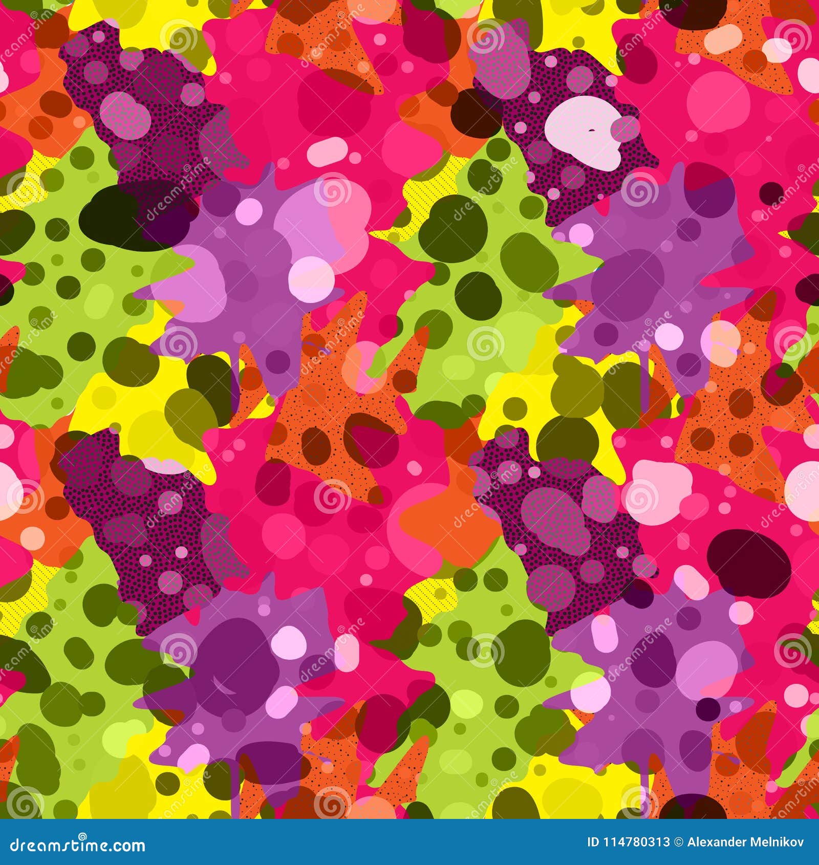 Seamless Repeating Pattern of Multi-colored Spots and Dots Stock Vector ...