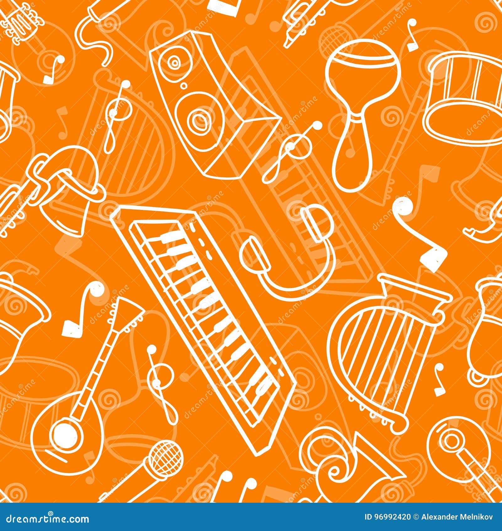 Seamless Repeating Pattern with Musical Instruments Stock Illustration ...