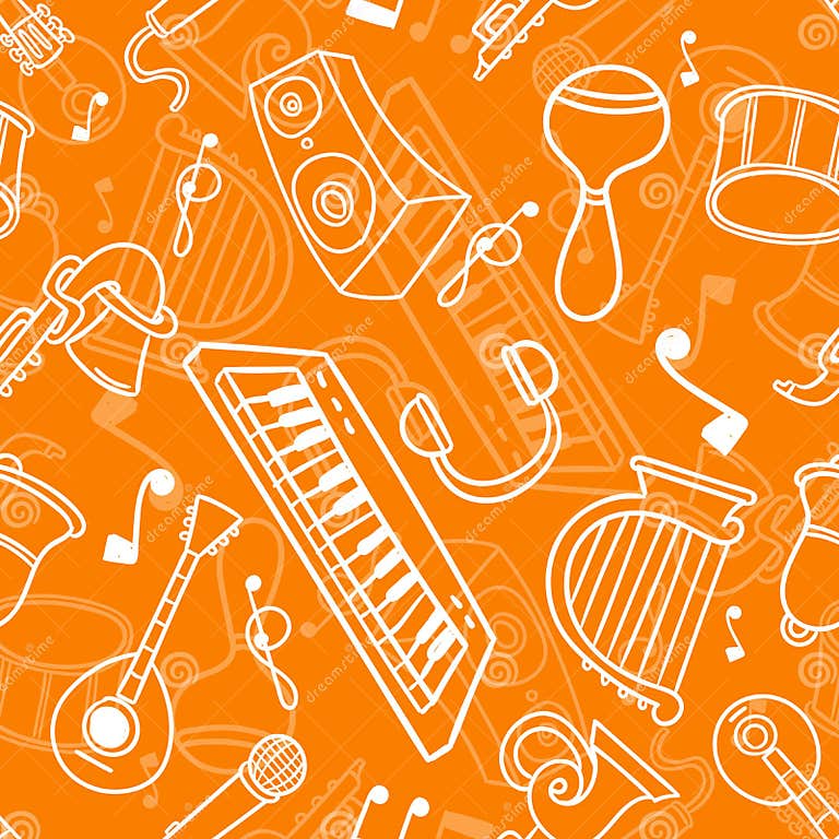 Seamless Repeating Pattern with Musical Instruments Stock Illustration ...