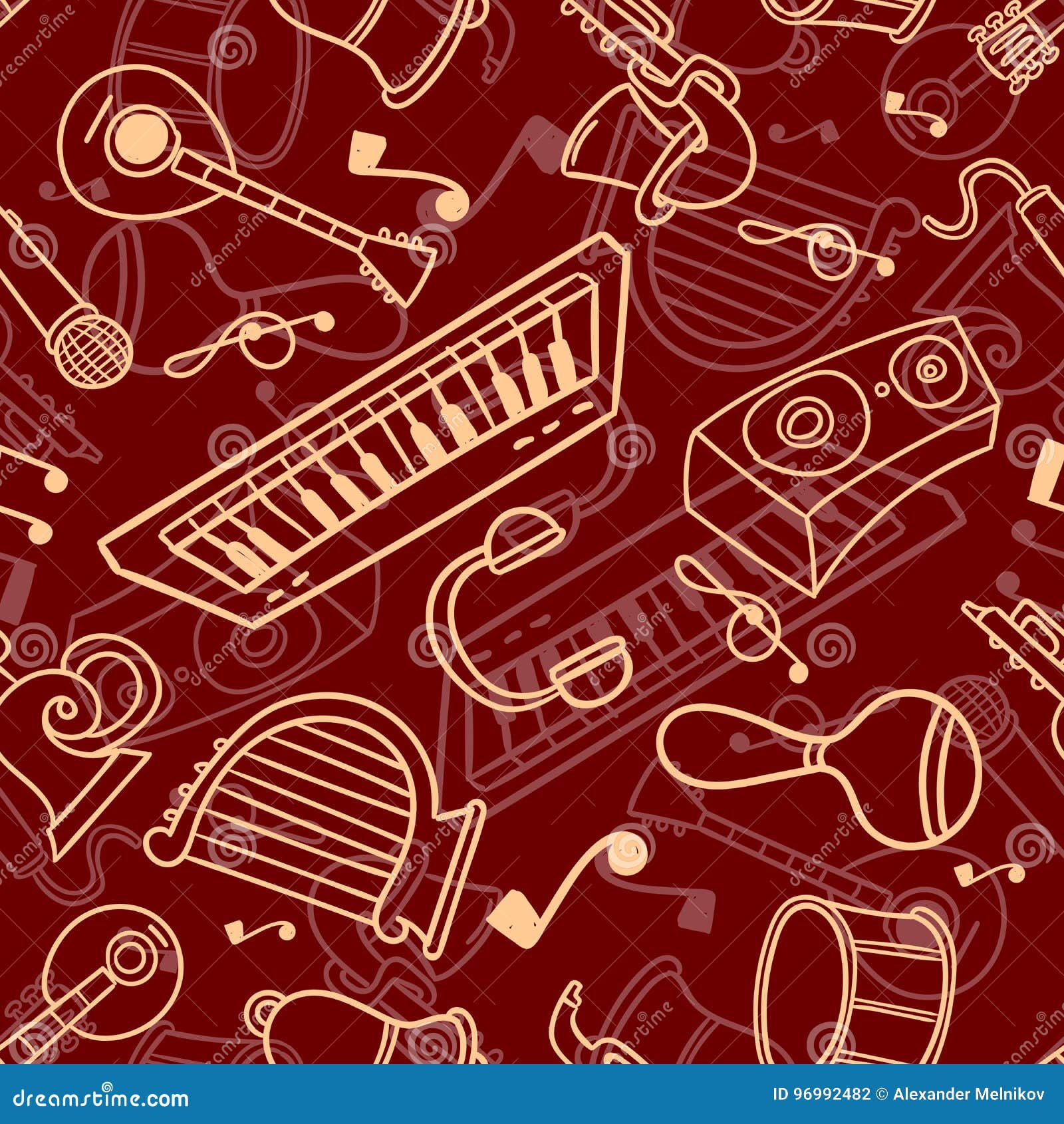 Seamless Repeating Pattern with Musical Instruments Stock Illustration ...
