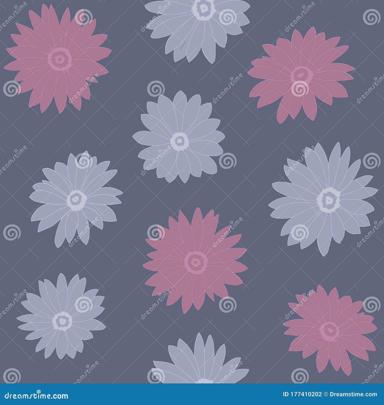 Seamless Repeating Pattern of Pale Blue and Red Flowers Stock ...