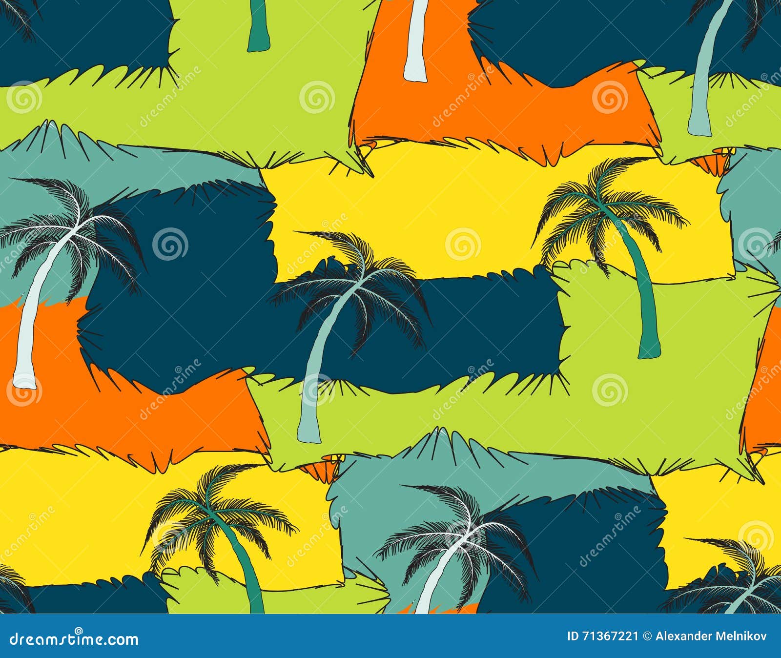 A Seamless Repeating Pattern of Palm Trees and Rectangles in the Stock ...