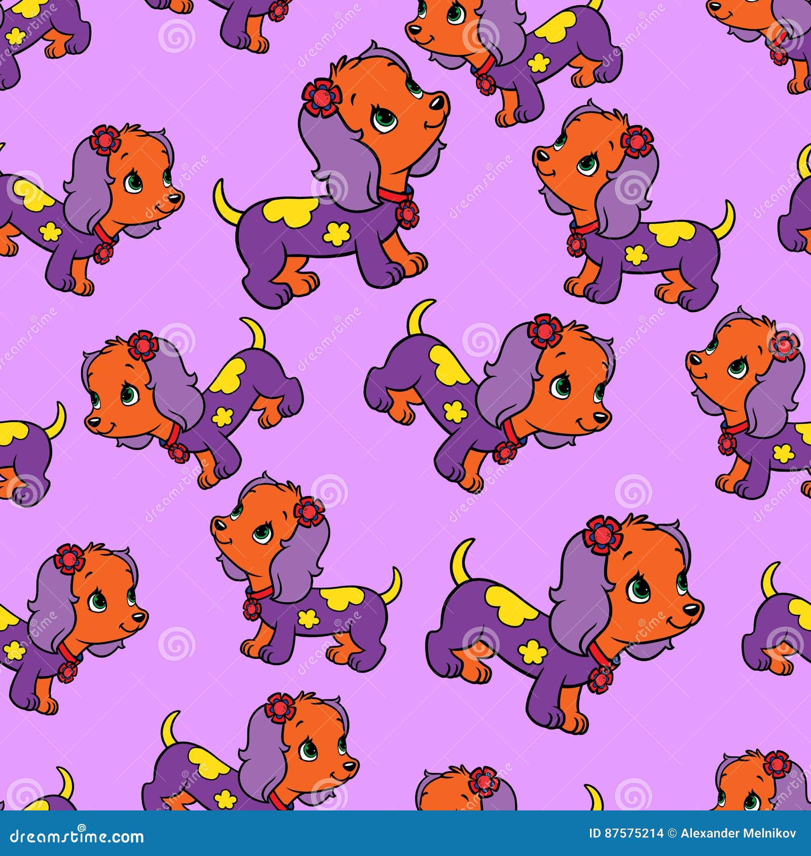 Seamless Repeating Pattern of Puppies Stock Vector - Illustration of ...