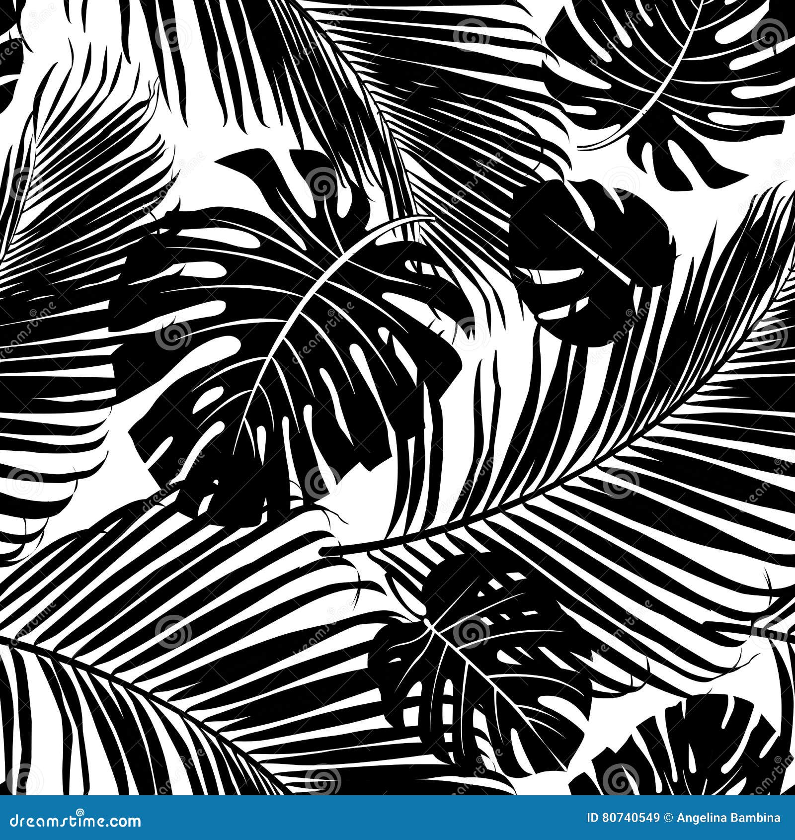 Seamless Repeating Pattern with Silhouettes of Palm Tree Leaves. Stock ...