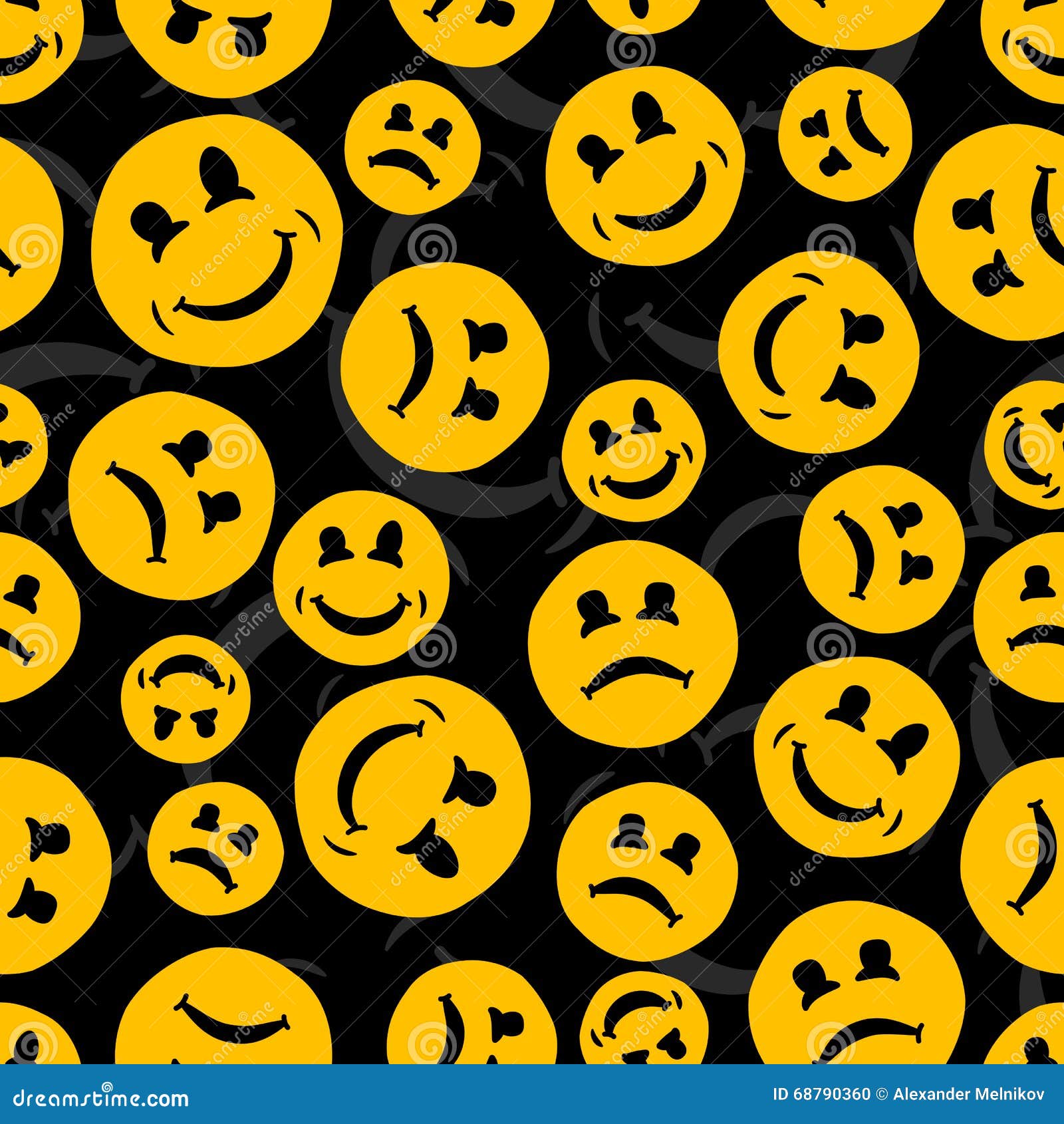 Seamless Repeating Pattern of Smiling and Sad Emoticons.Vector Stock ...