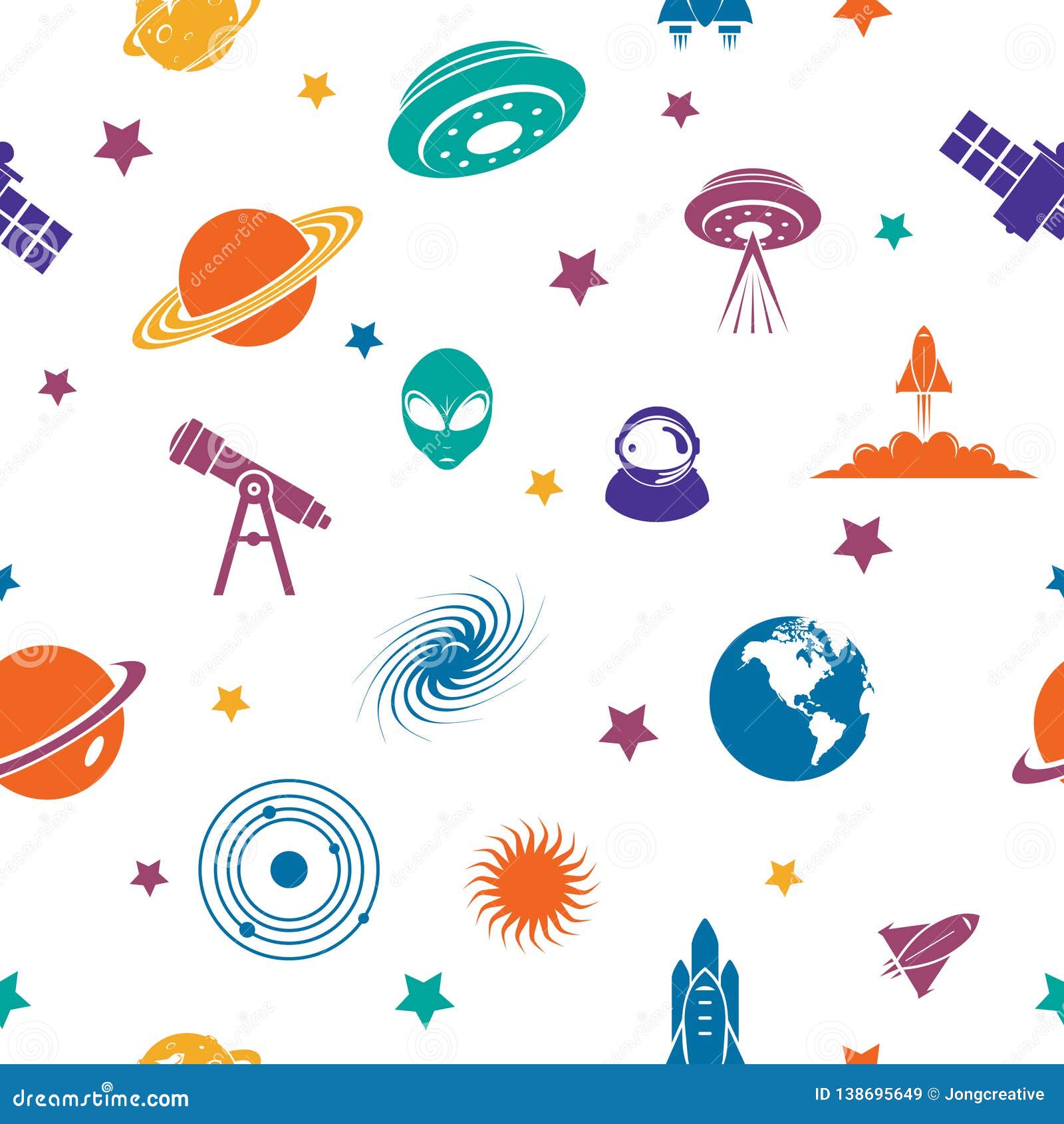 Seamless Repeating Pattern of Space Planet Universe Galaxy Stock Vector ...