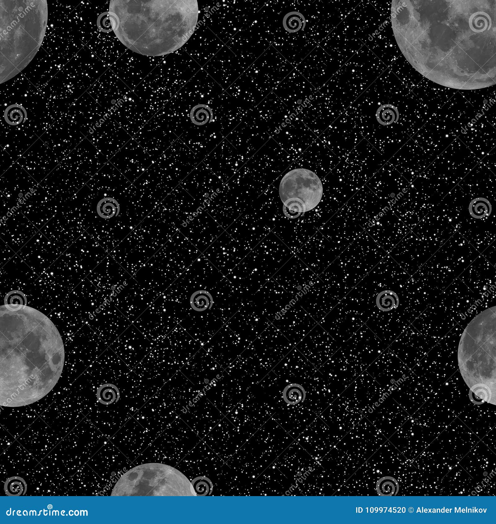 Seamless Repeating Pattern of the Starry Sky and the Moon Stock ...