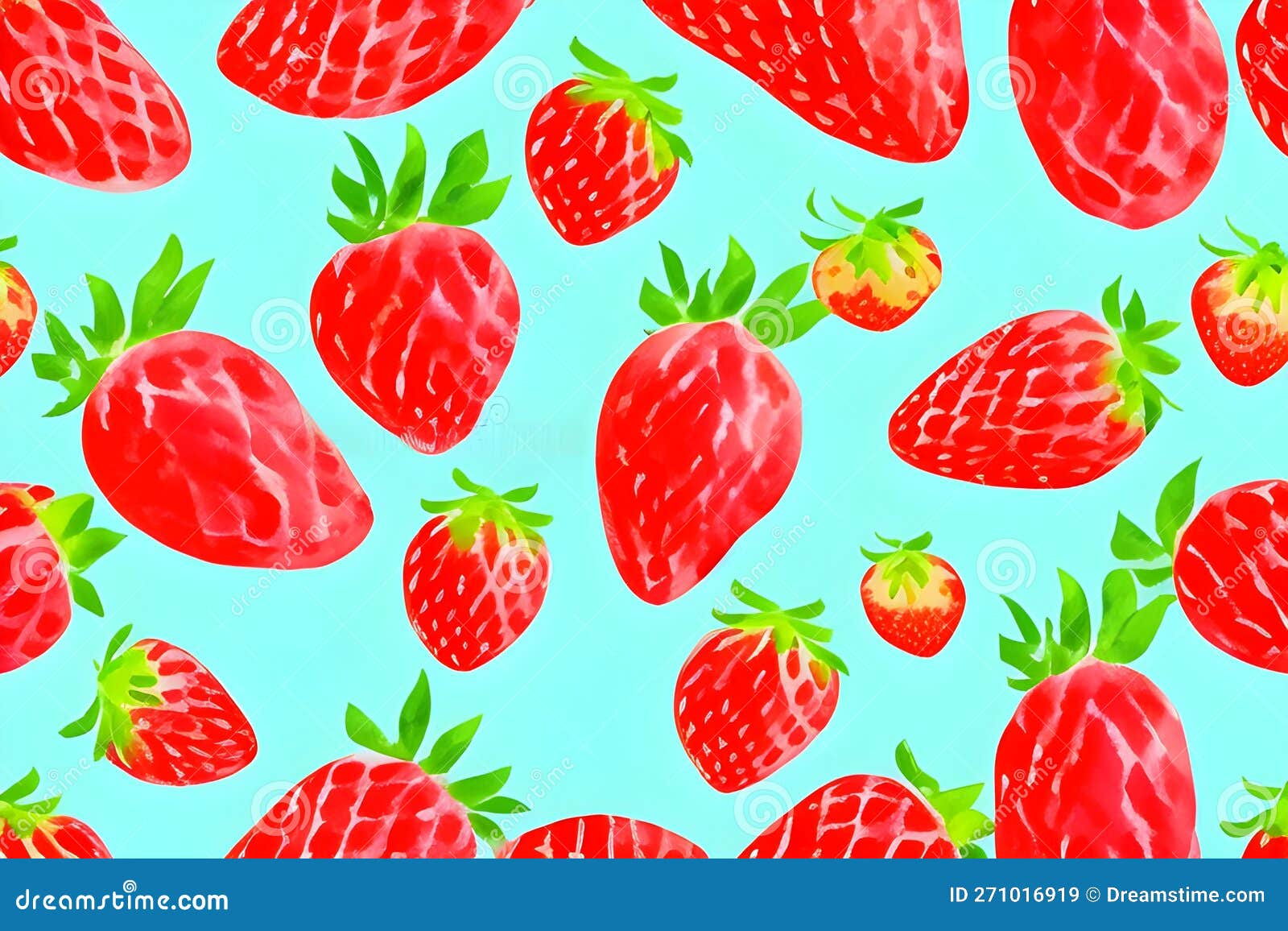 Seamless Repeating Pattern of Strawberry Watercolor Stock Image - Image ...