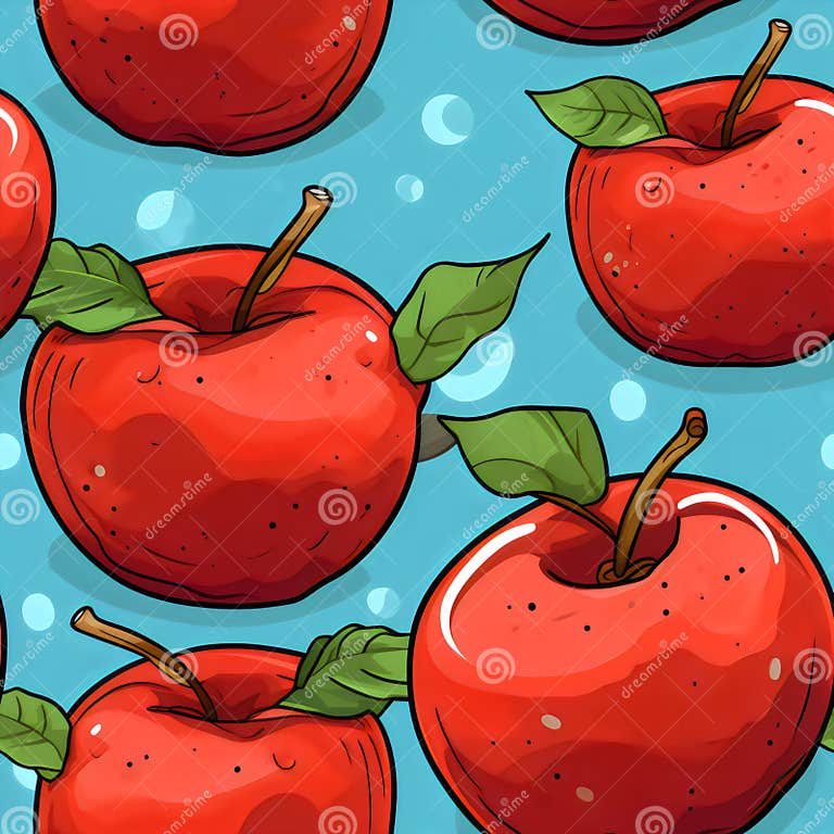 Illustrated Apple Tile stock illustration. Illustration of pattern ...