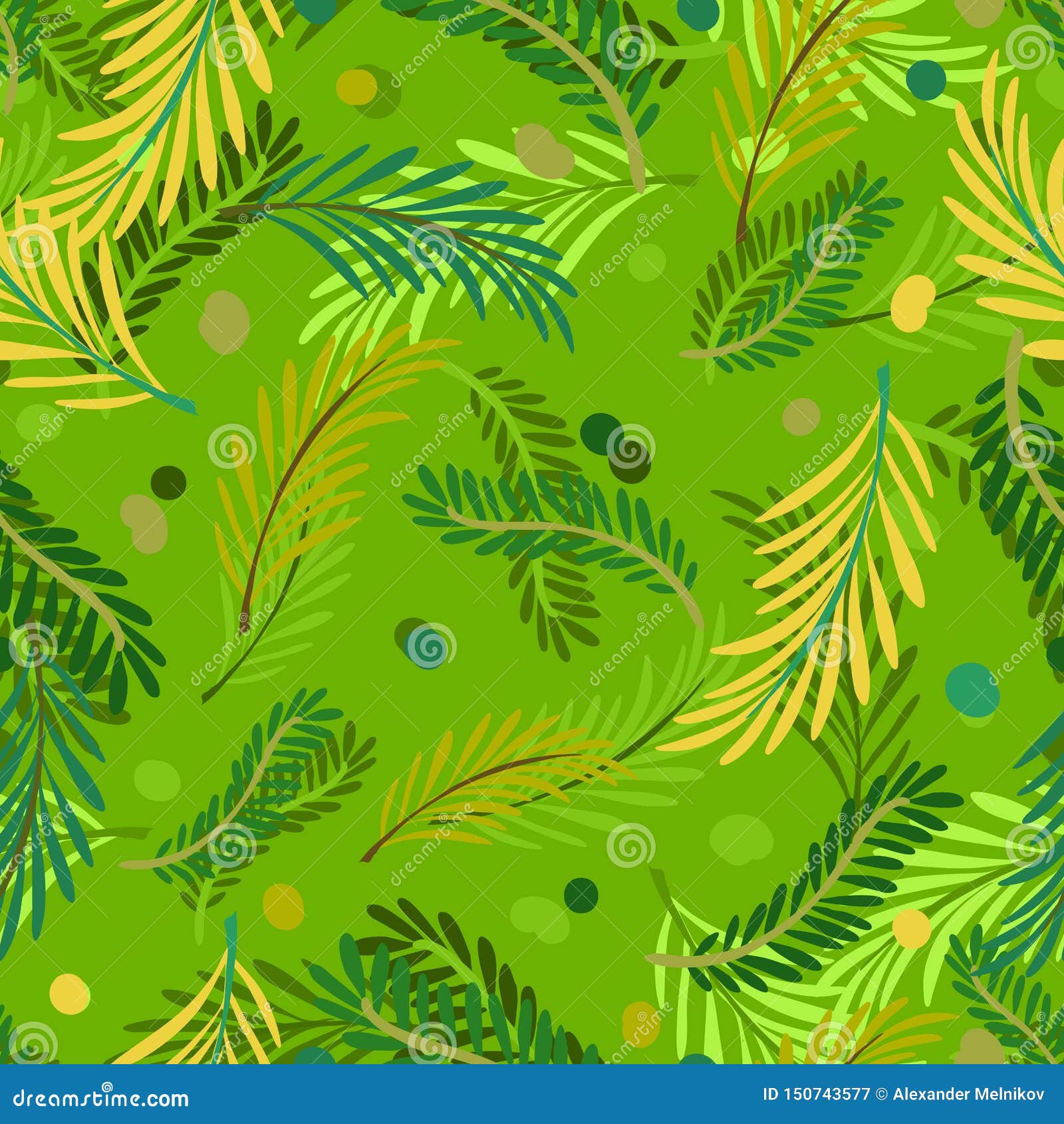 Seamless Repeating Pattern of a Variety of Branches with Leaves Stock ...