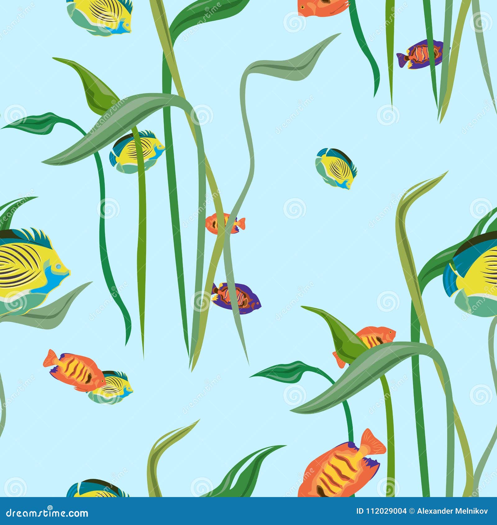 Seamless Repeating Pattern from a Variety of Fish and Algae Stock ...