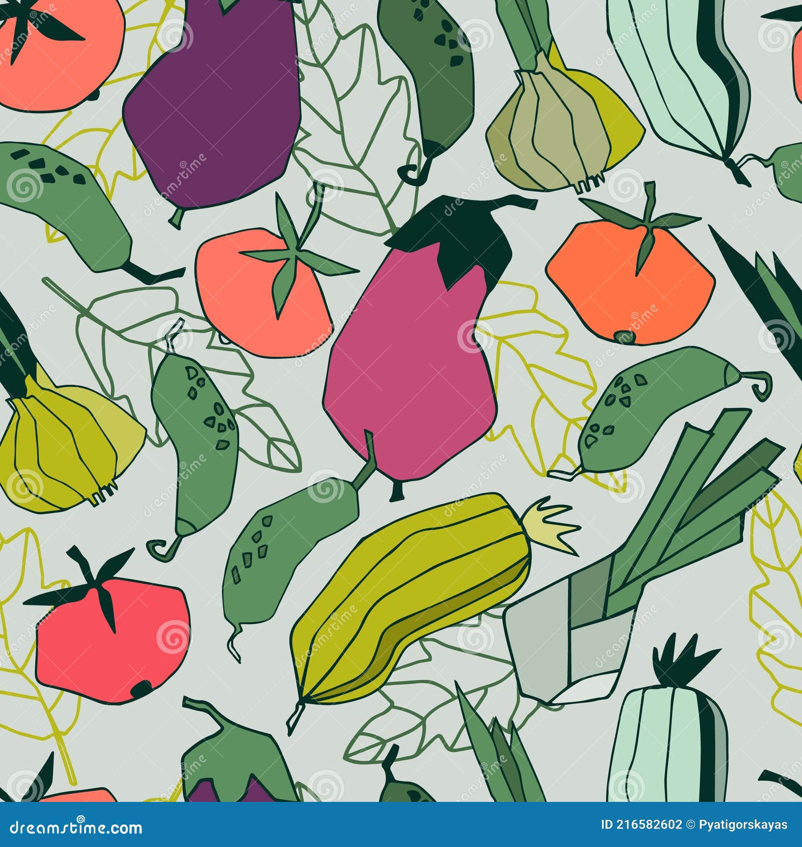 Seamless Repeating Pattern with Vegetables. Abstract Trendy ...