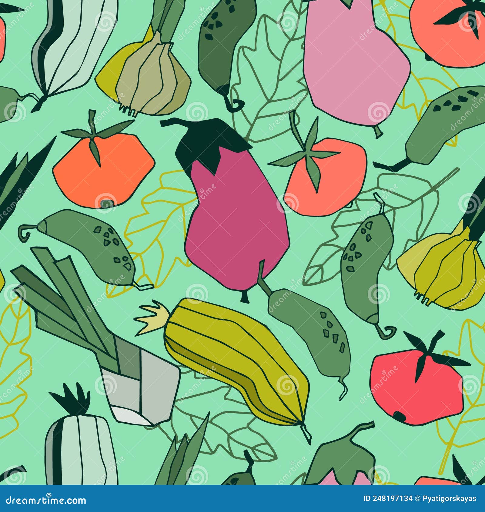 Seamless Repeating Pattern with Vegetables. Abstract Trendy ...