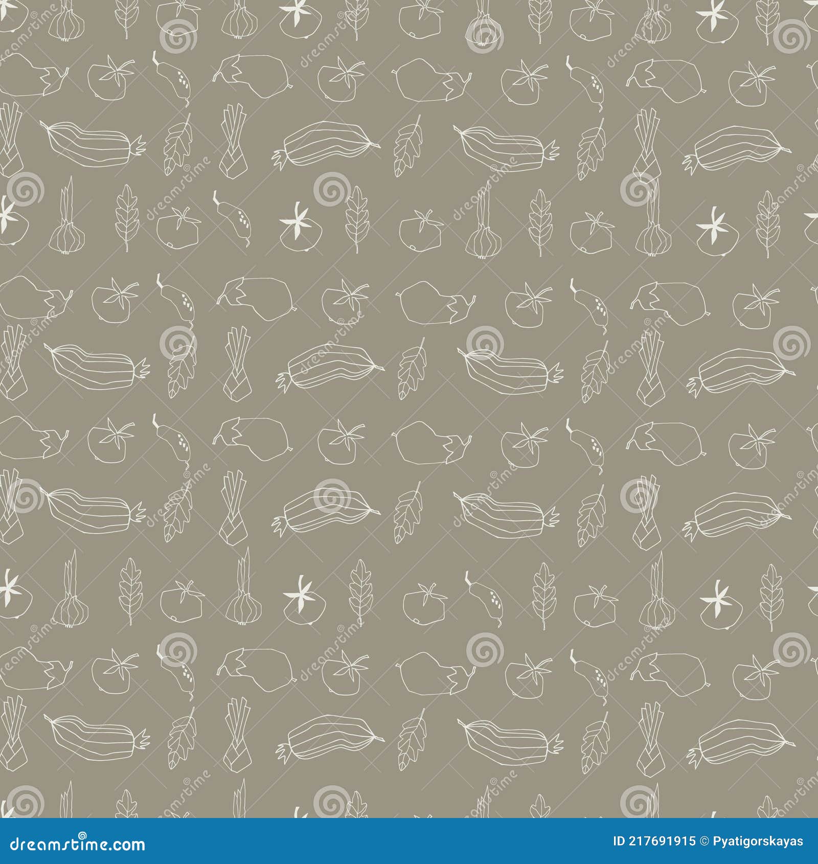 Seamless Repeating Pattern with Vegetables in Rows. Geometric Outlined ...