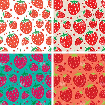 Vector Seamless Repeating Strawberry Patterns Stock Vector ...