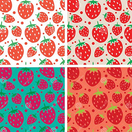 Vector Seamless Repeating Strawberry Patterns Stock Vector ...