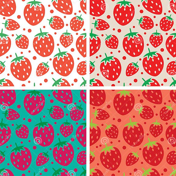 Vector Seamless Repeating Strawberry Patterns Stock Vector ...