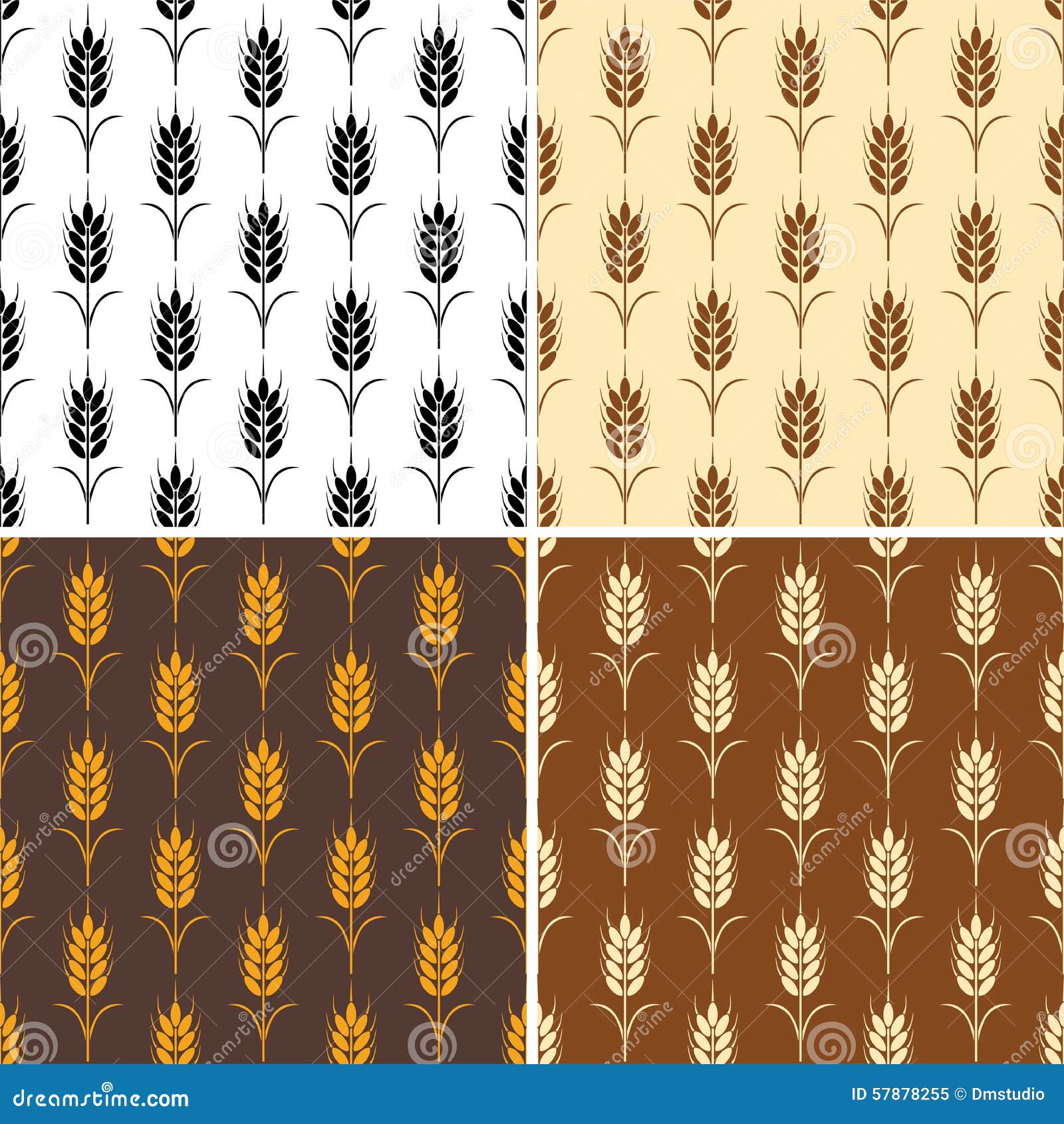 Vector Seamless Repeating Wheat Patterns Stock Vector - Illustration of ...