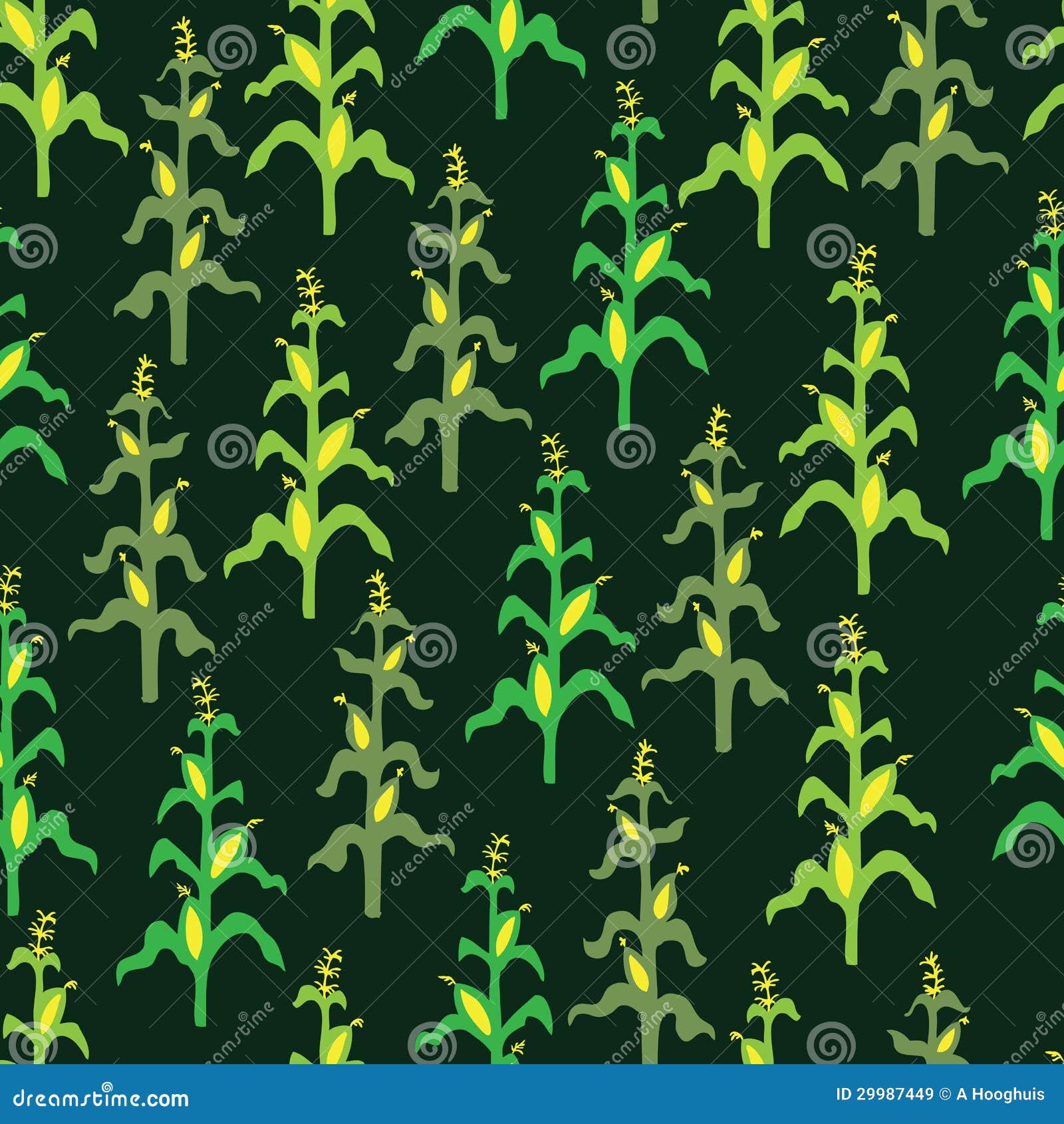 Seamless Retro Corn Field Pattern Stock Illustration - Illustration of ...