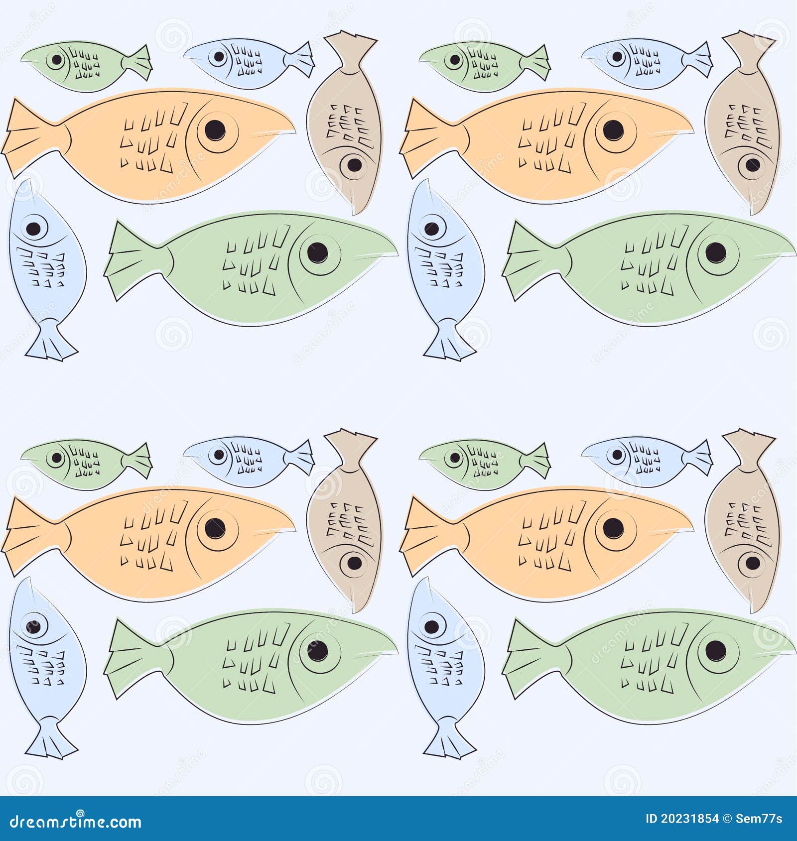 Seamless Retro Fish Background Stock Illustration - Illustration of ...