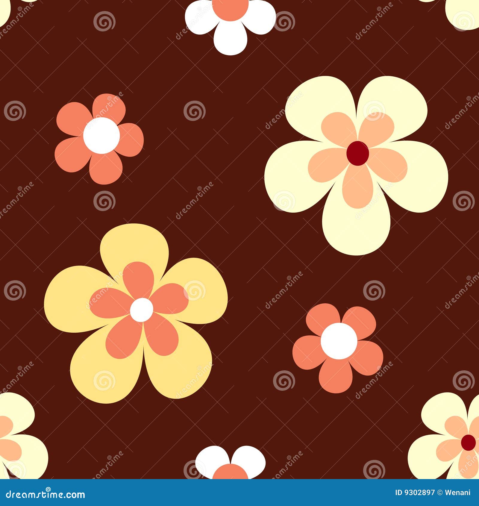 Seamless Retro Flower Pattern Stock Vector - Illustration of design ...