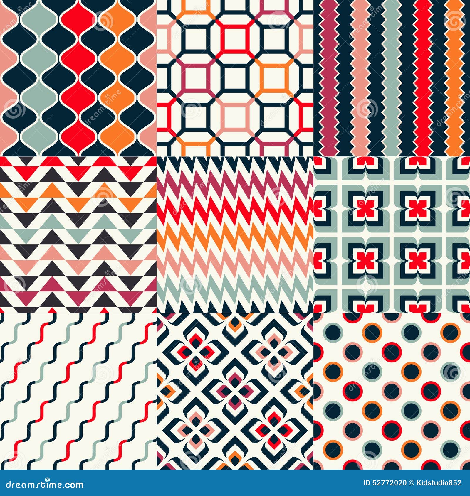 Seamless Retro Geometric Wallpaper Stock Vector - Illustration of ...