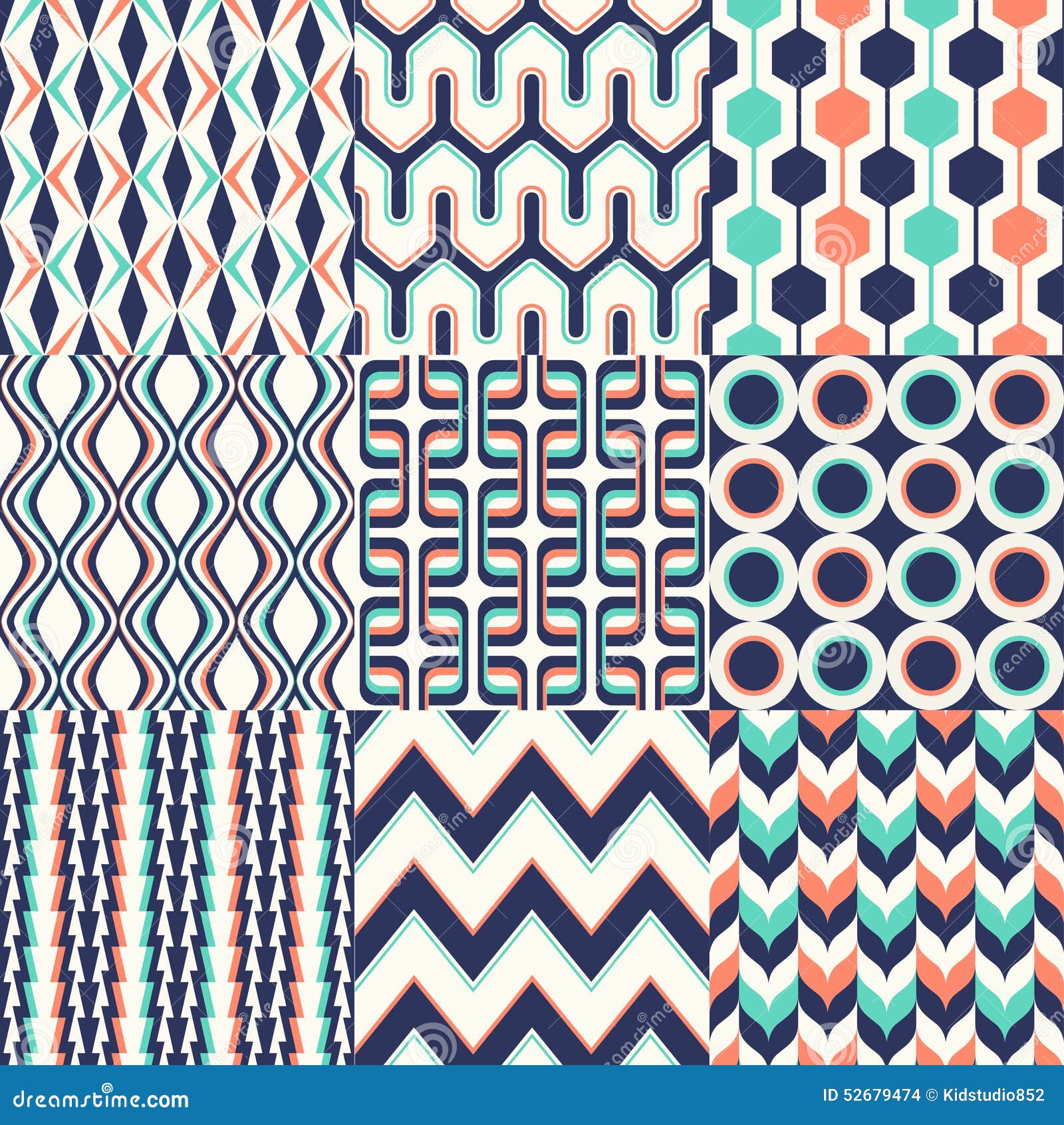Seamless Retro Geometric Wallpaper Pattern Stock Vector - Illustration ...