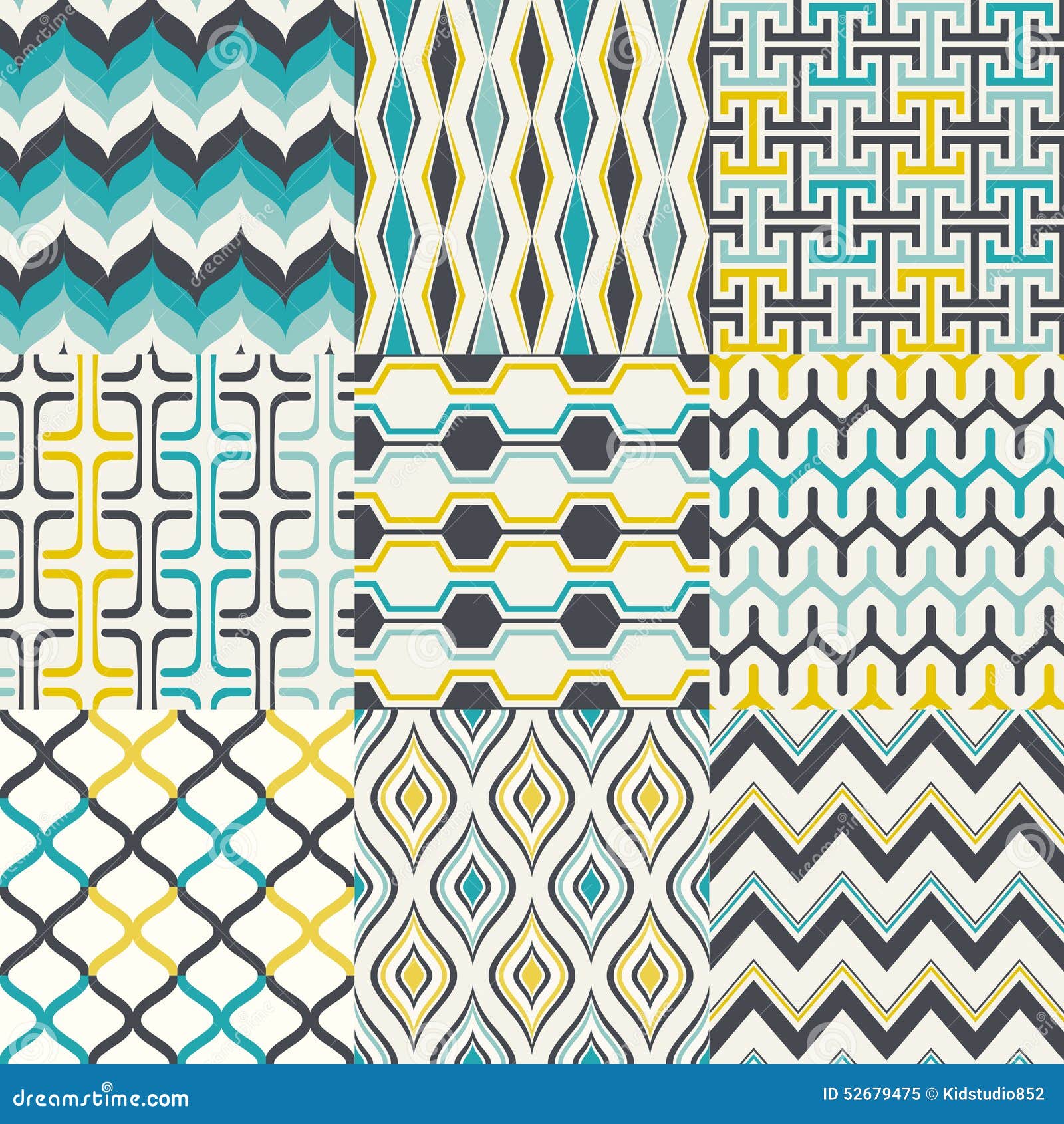 Seamless Retro Geometric Wallpaper Pattern Stock Vector - Illustration ...