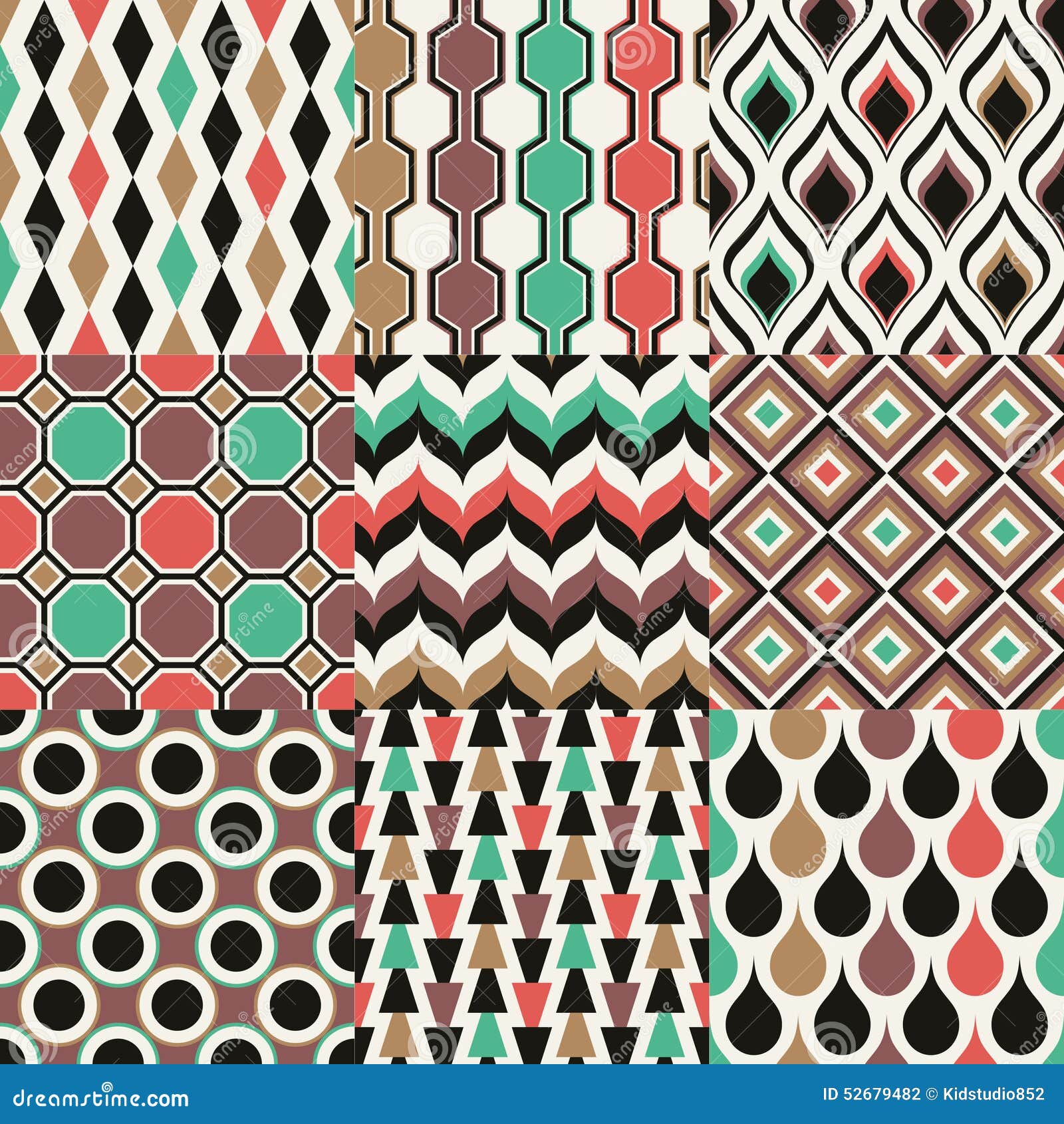 Seamless Retro Geometric Wallpaper Pattern Stock Vector - Illustration ...