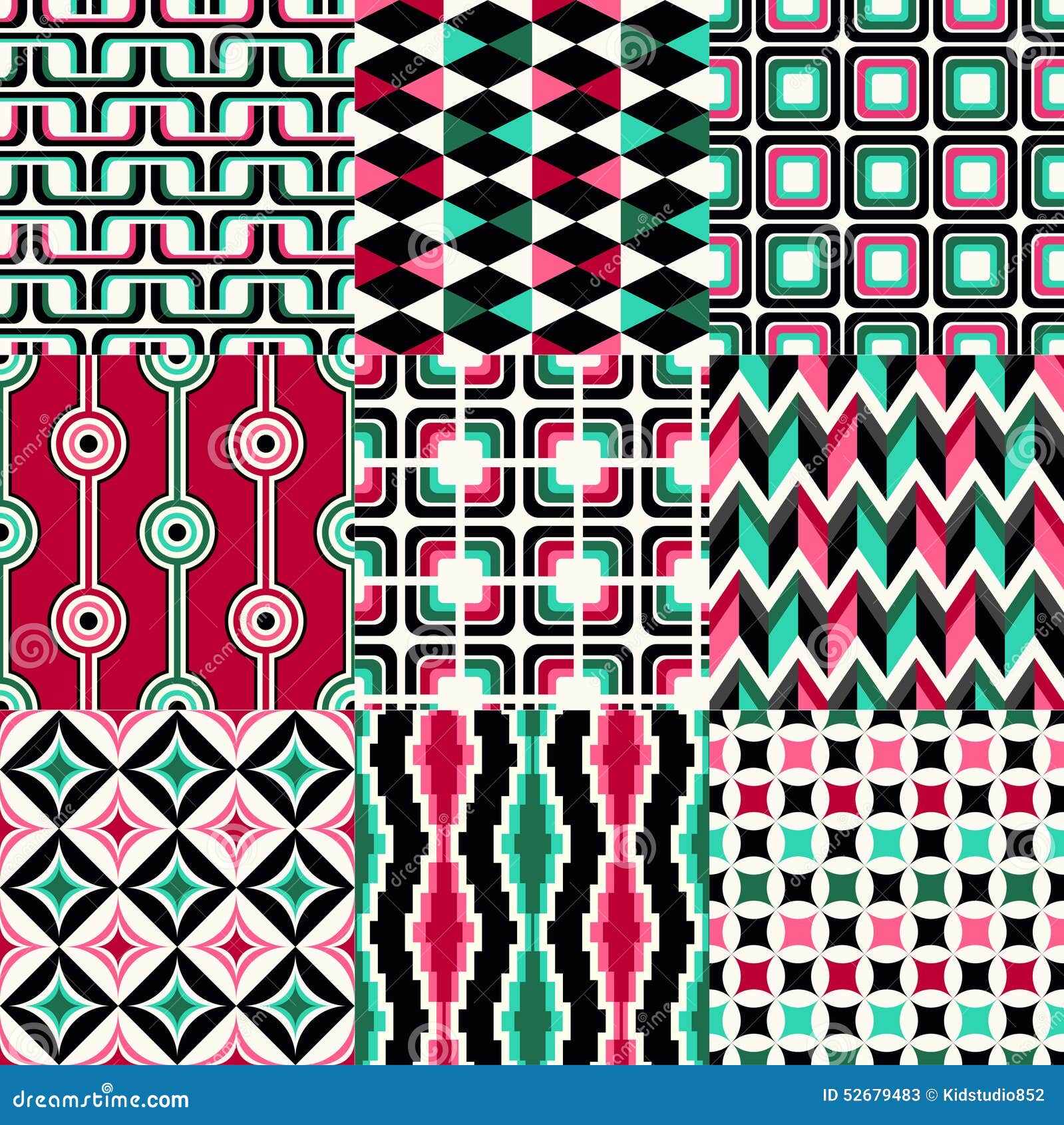 Seamless Retro Geometric Wallpaper Pattern Stock Vector - Illustration ...