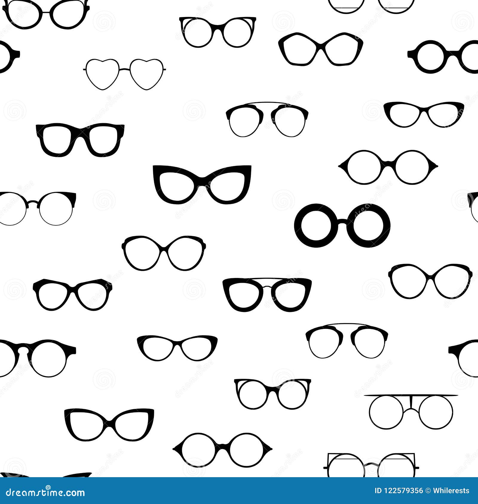 Seamless Retro Glasses Sunglasses Black Silhouettes Eye Glasses Icon