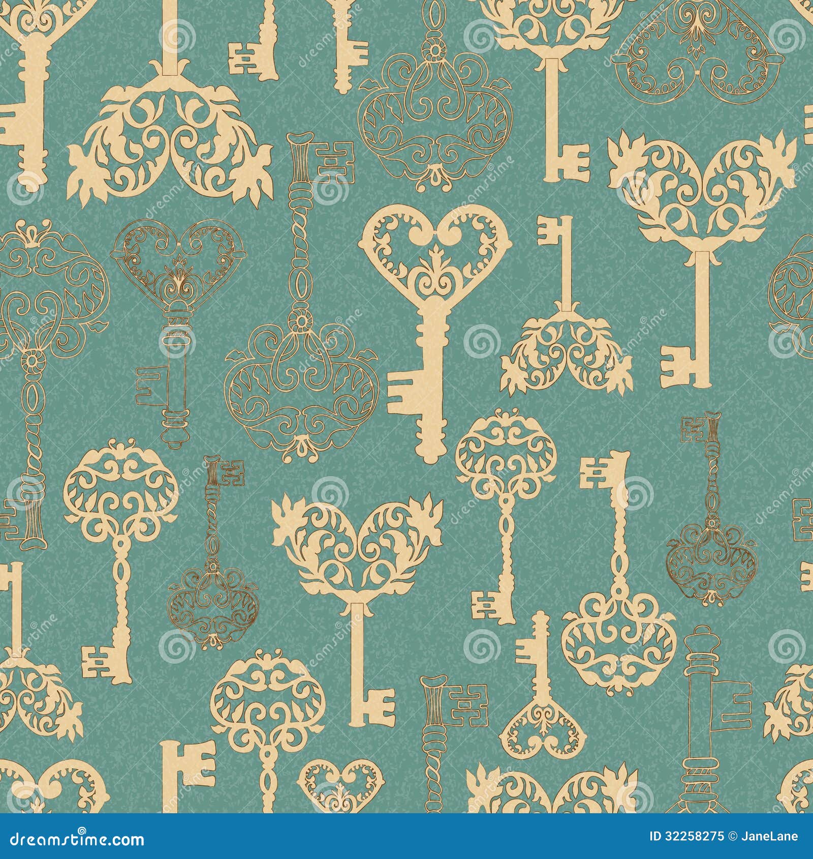 Seamless Retro Keys Pattern Stock Image - Image of treasure, cover ...