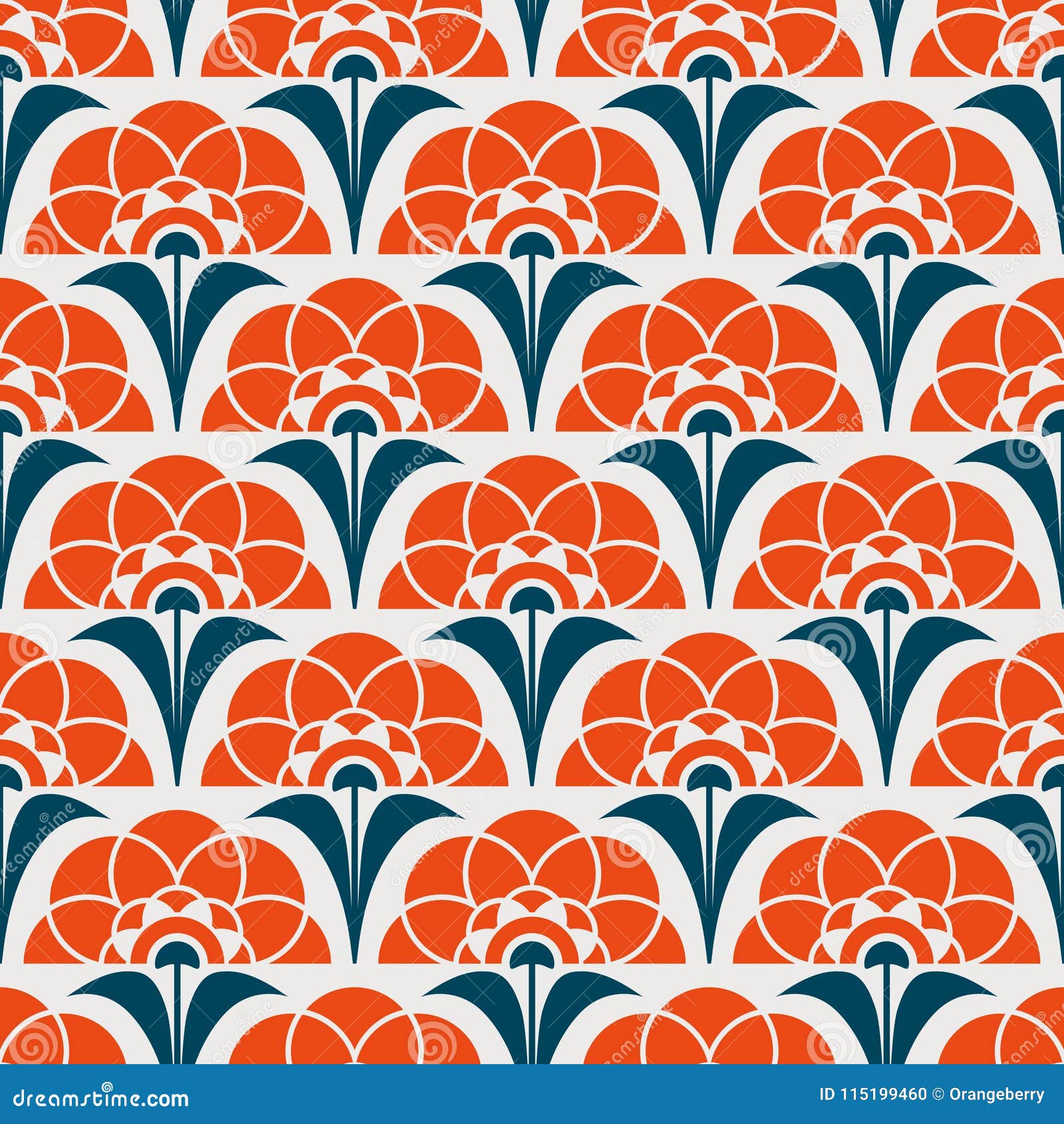 Seamless Retro Pattern with Abstract Flowers Stock Vector ...