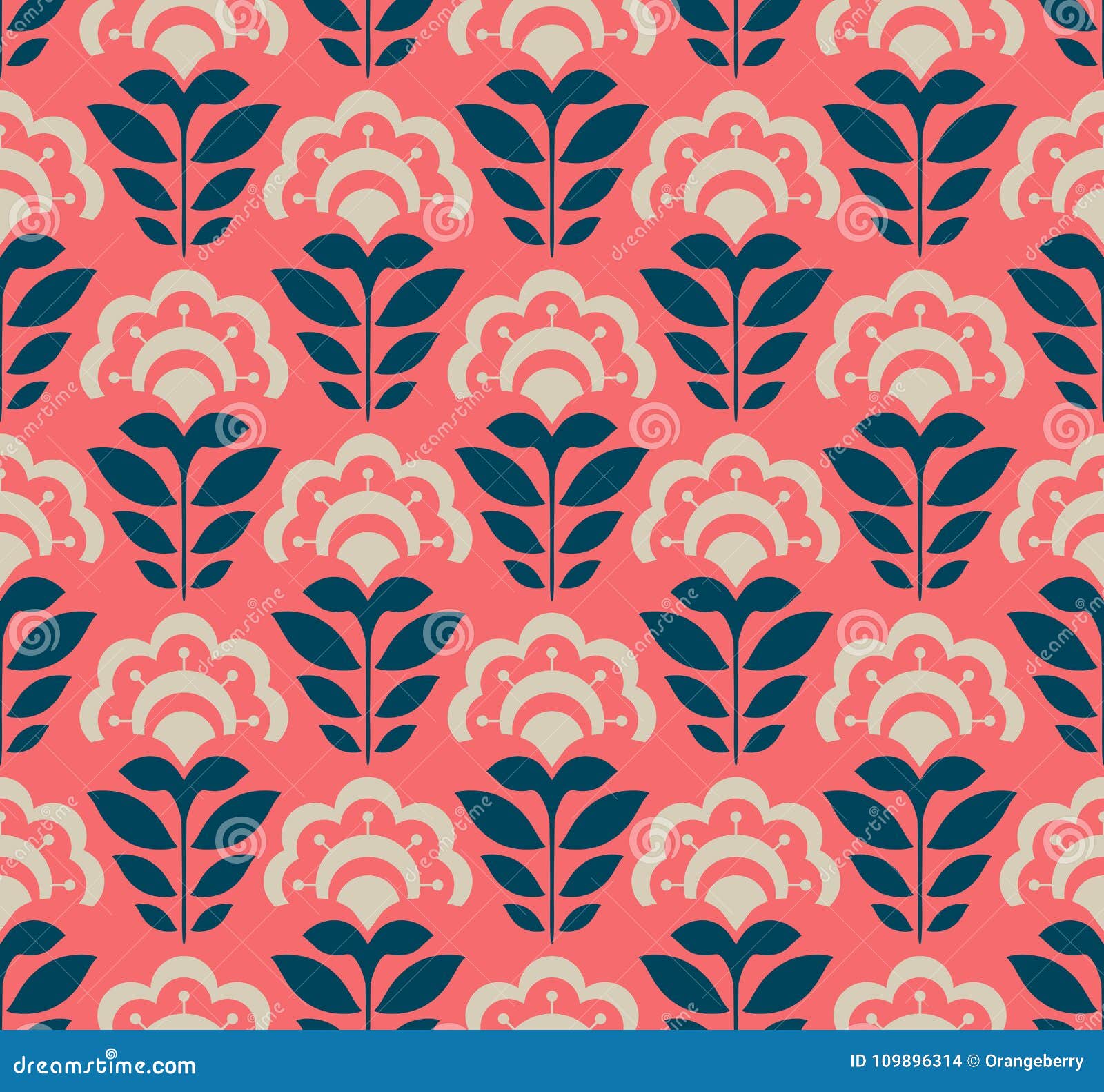 Seamless Retro Pattern with Abstract Flowers Stock Vector ...