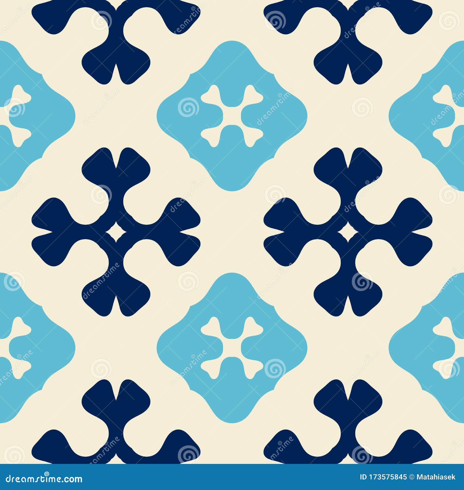 Seamless Retro Pattern with Blue Ornaments Stock Vector - Illustration ...