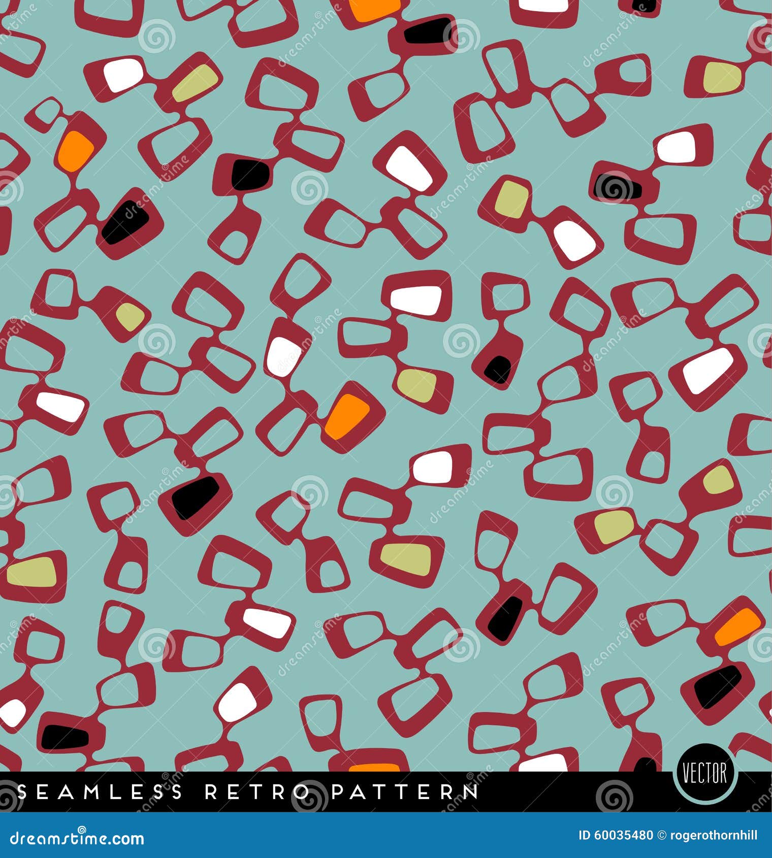 Seamless Retro Pattern of Connected Shapes and Spots Stock Vector ...