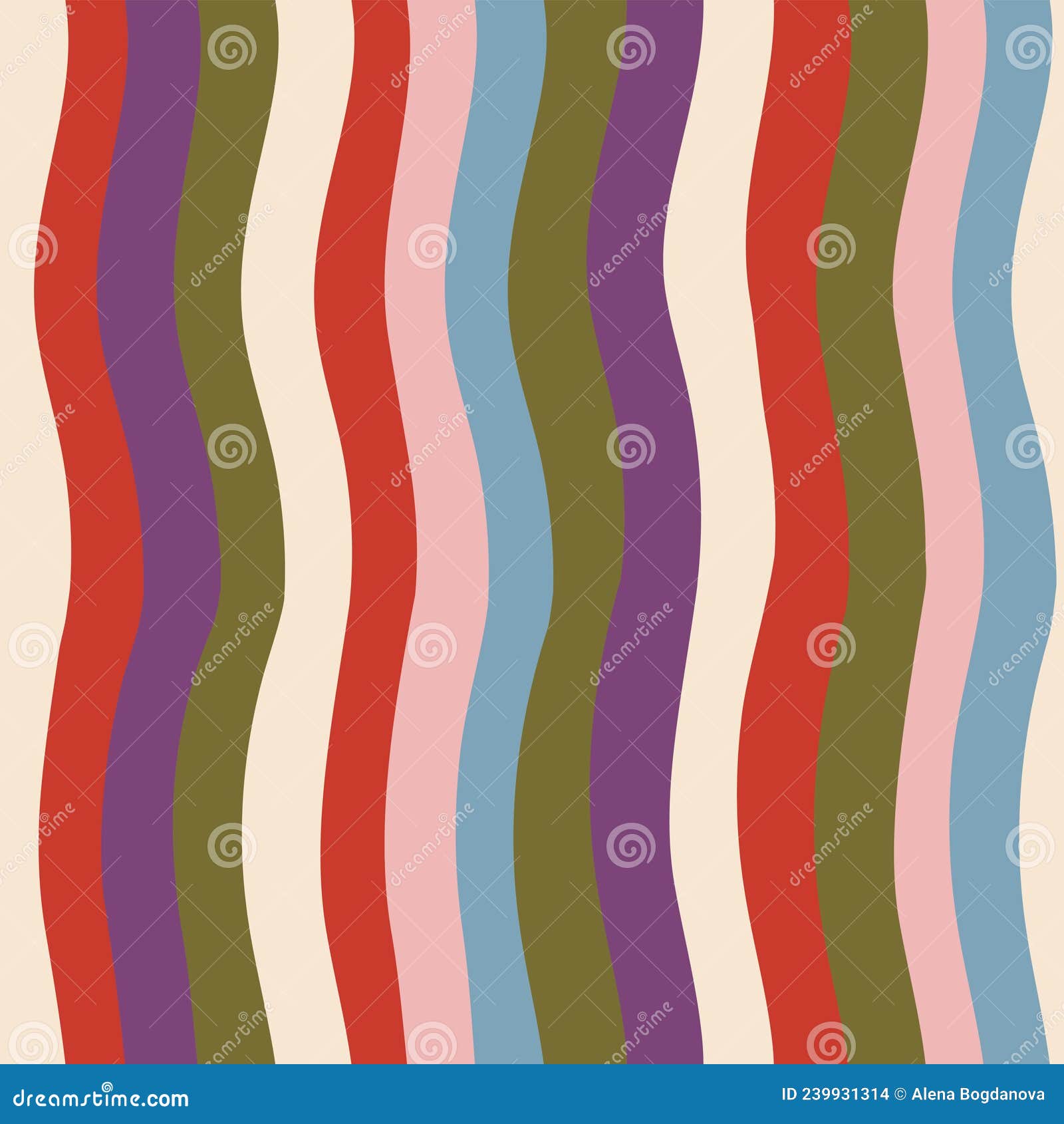 Seamless Retro Pattern. Curved Vertical Stripe. Stock Vector ...