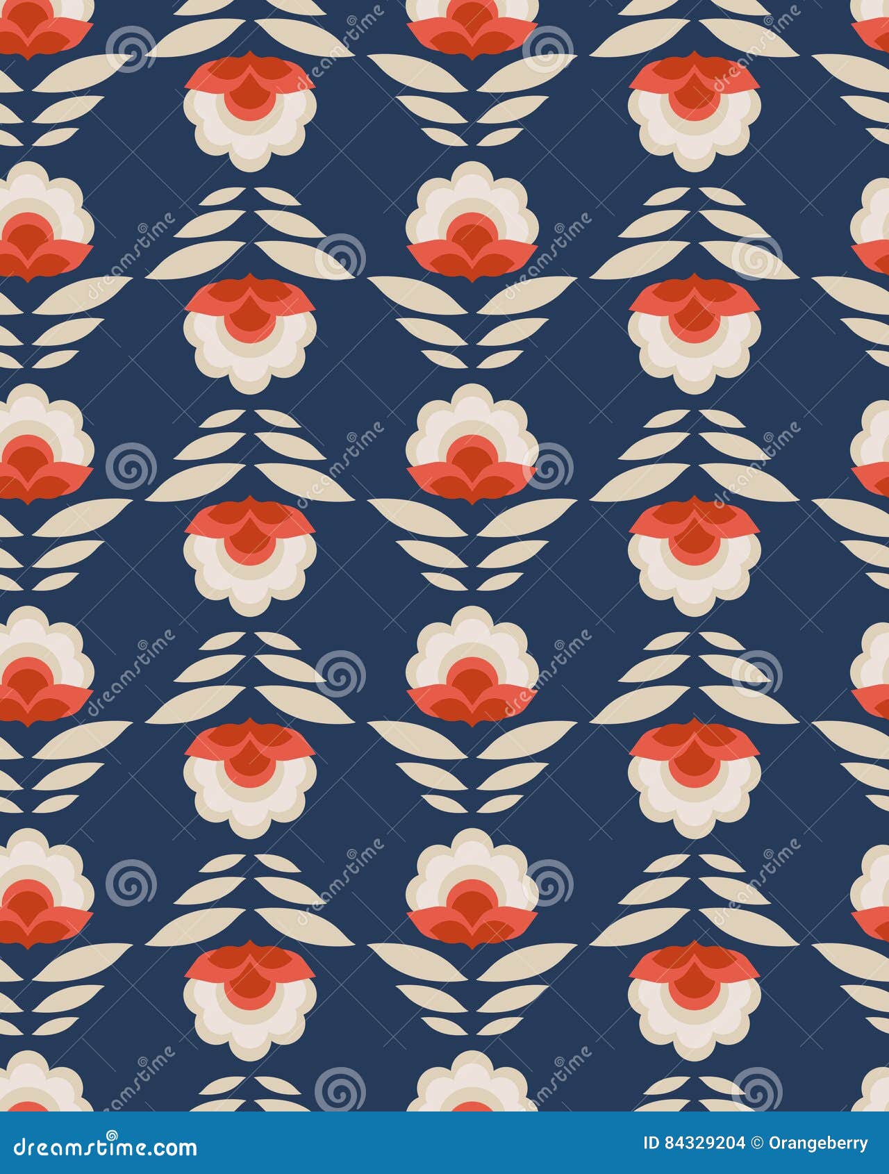 Seamless Retro Pattern with Flowers Stock Vector - Illustration of ...