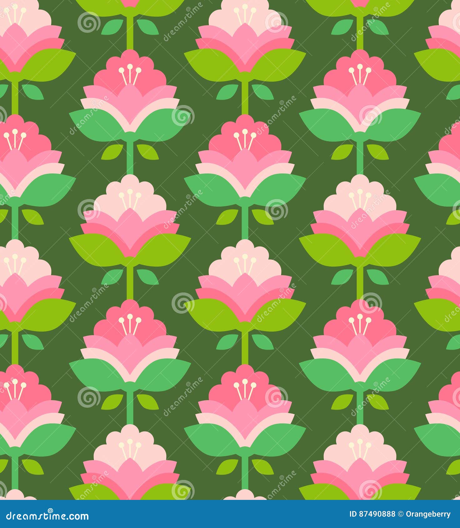 Seamless Retro Pattern with Flowers Stock Vector - Illustration of ...