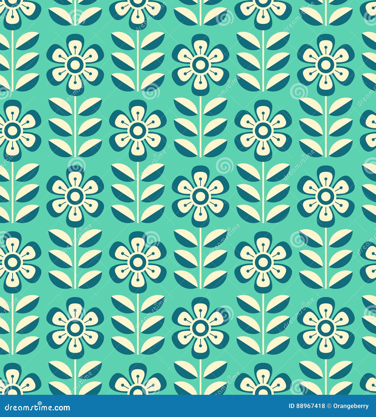 Seamless Retro Pattern with Flowers Stock Vector - Illustration of ...