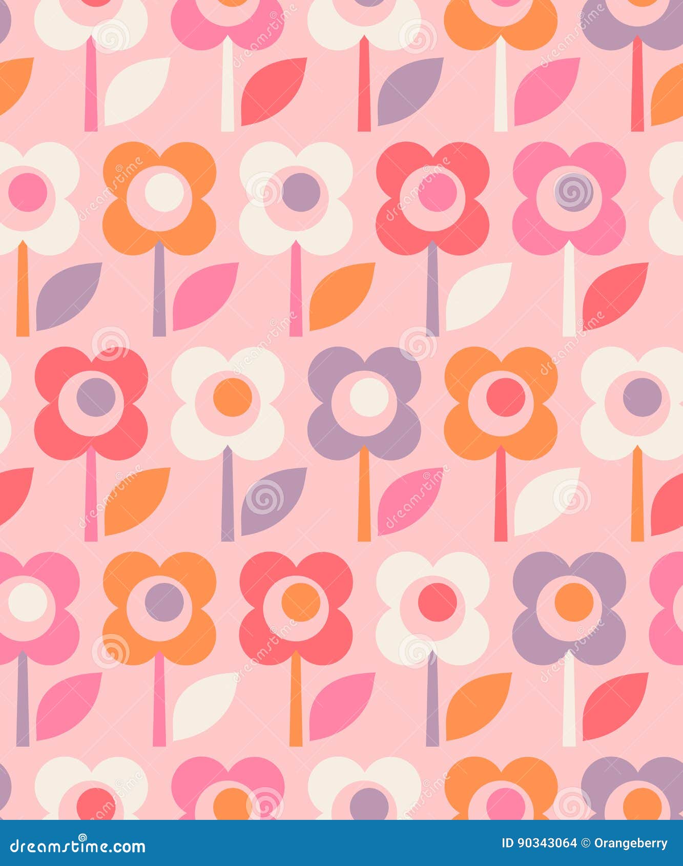 Seamless Retro Pattern with Flowers Stock Vector - Illustration of ...