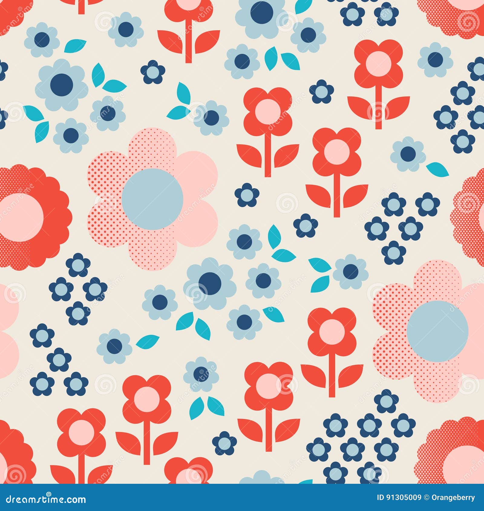 Seamless Retro Pattern with Flowers Stock Vector - Illustration of ...